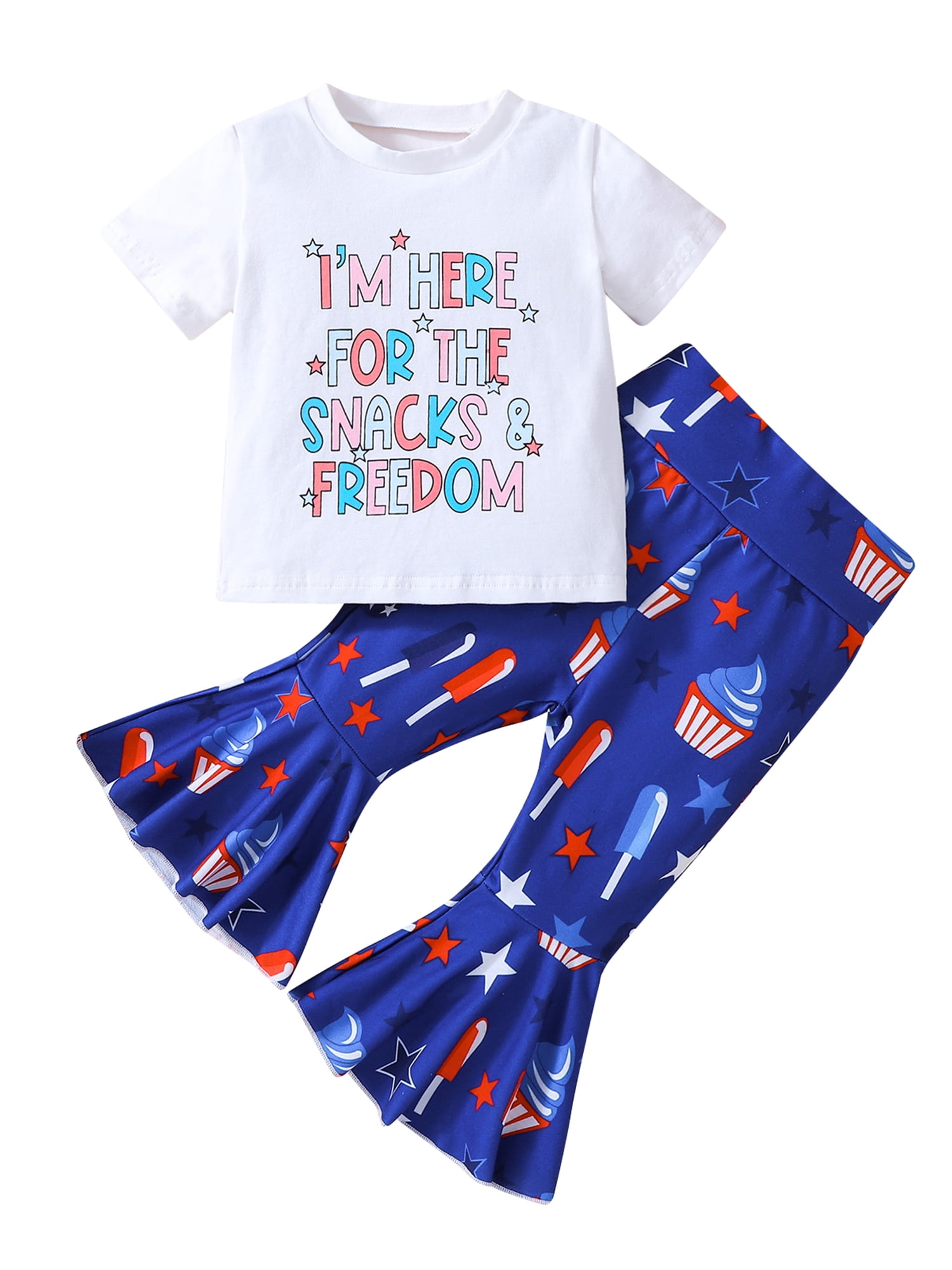 Canrulo 4th of July Toddler Baby Girl Outfits Letters T-shirt and ...