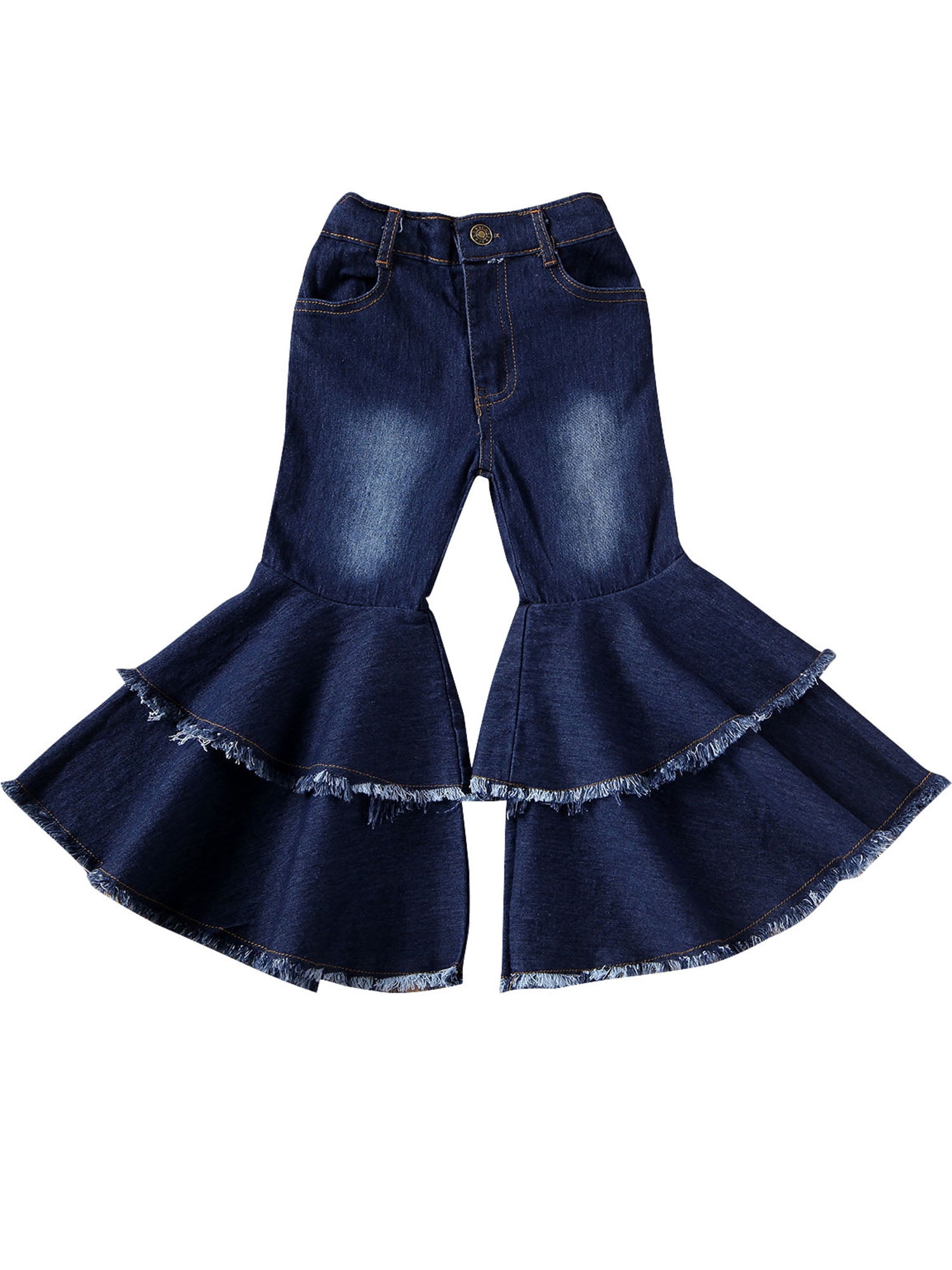 Canrulo Kids Baby Girls Bell-bottoms Pants Wide Leg Jeans High Waist ...