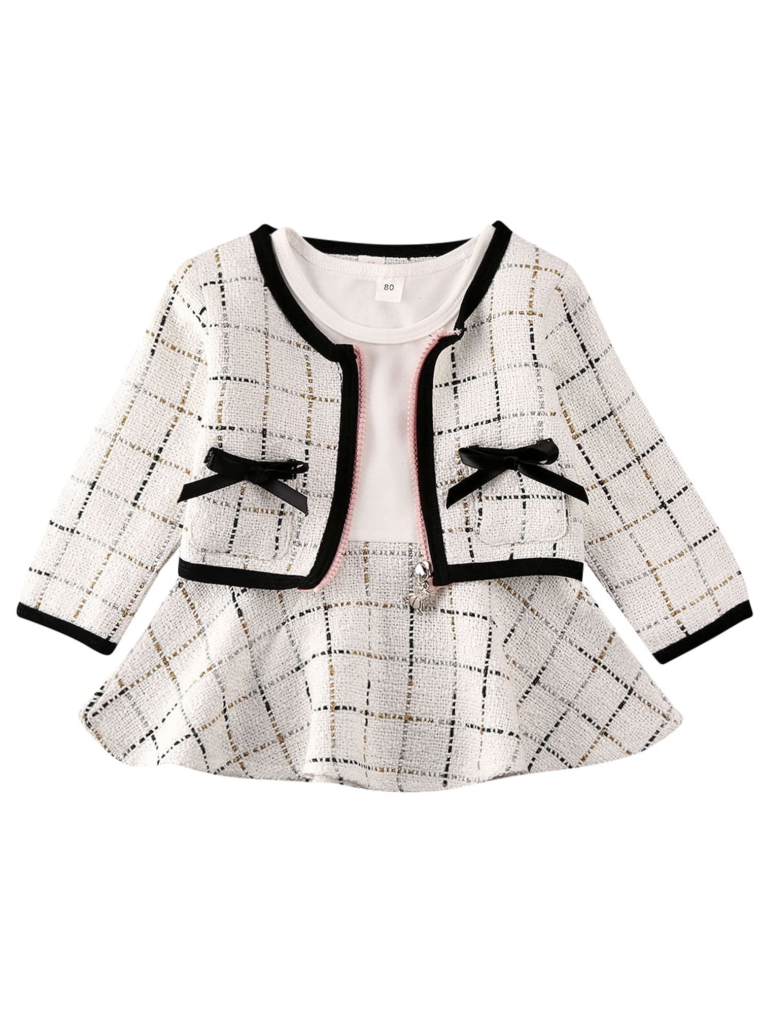 Canrulo Kids Baby Girls Clothes Birthday Long Sleeve Plaid Coat Tops ...