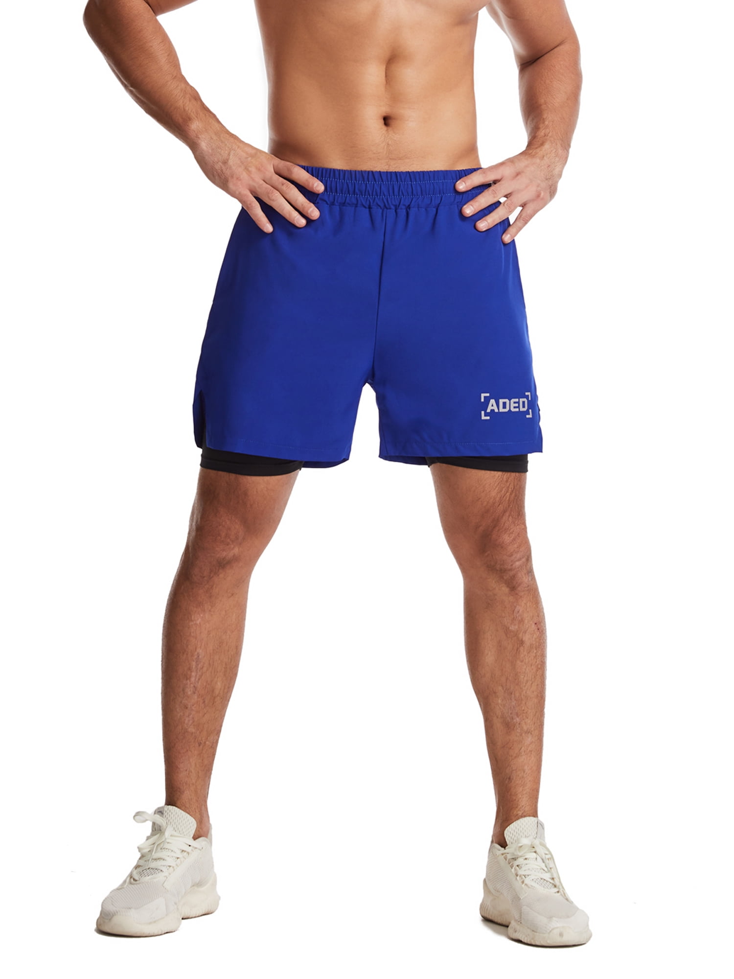 Canrulo Men's Running Shorts Double Layer Exercise Gym Workout Quick ...