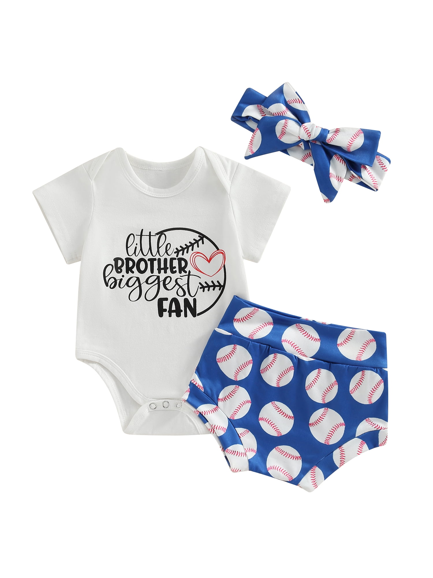 Canrulo Newborn Baby Boy Baseball Outfit Little Brother Biggest Fan ...