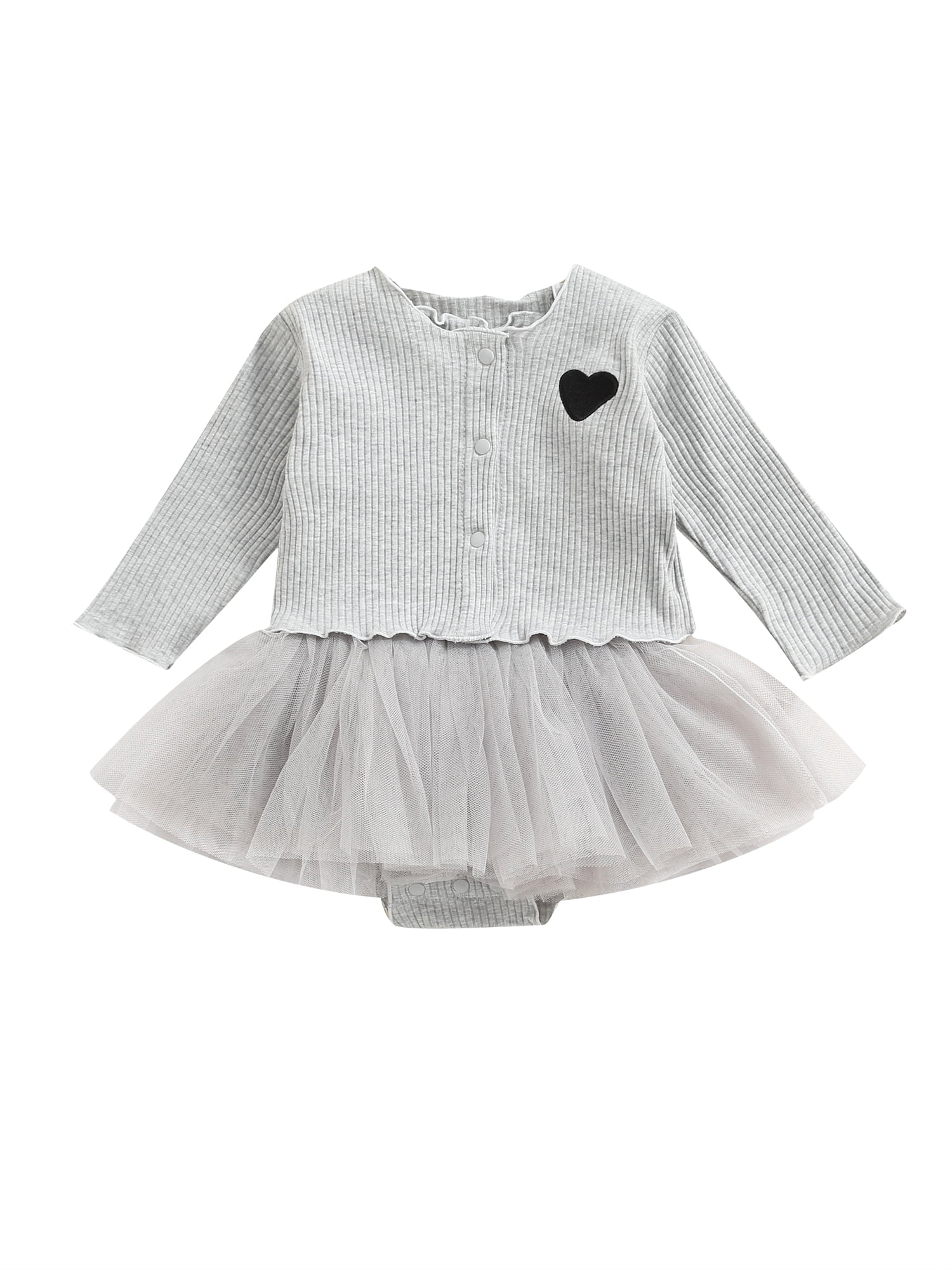 Canrulo Newborn Baby Girls Clothes Sets 4 Colors Embroider Heart Long ...