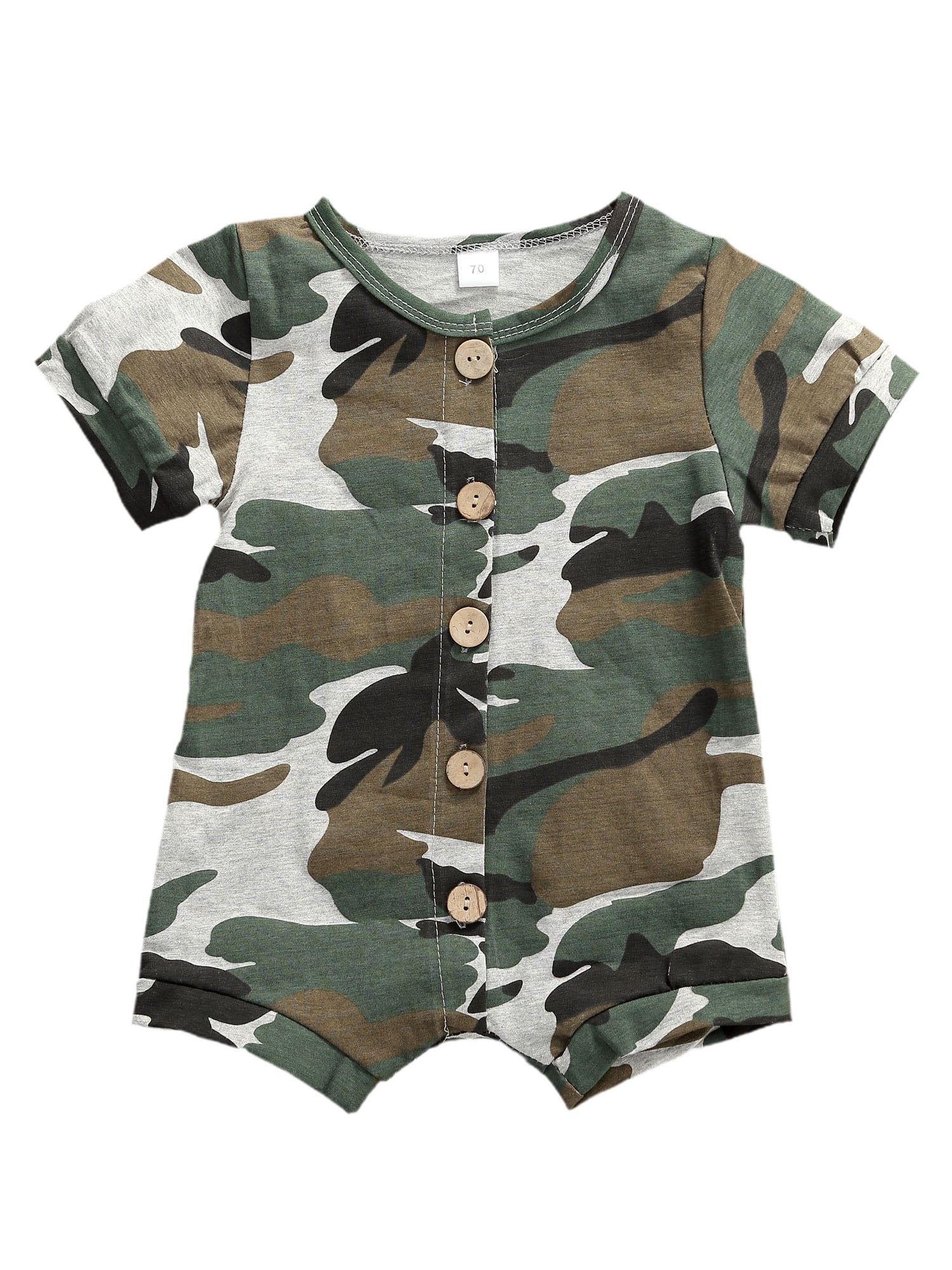 Canrulo Newborn Infant Baby Boys Round Collar Pattern Button Open Front ...