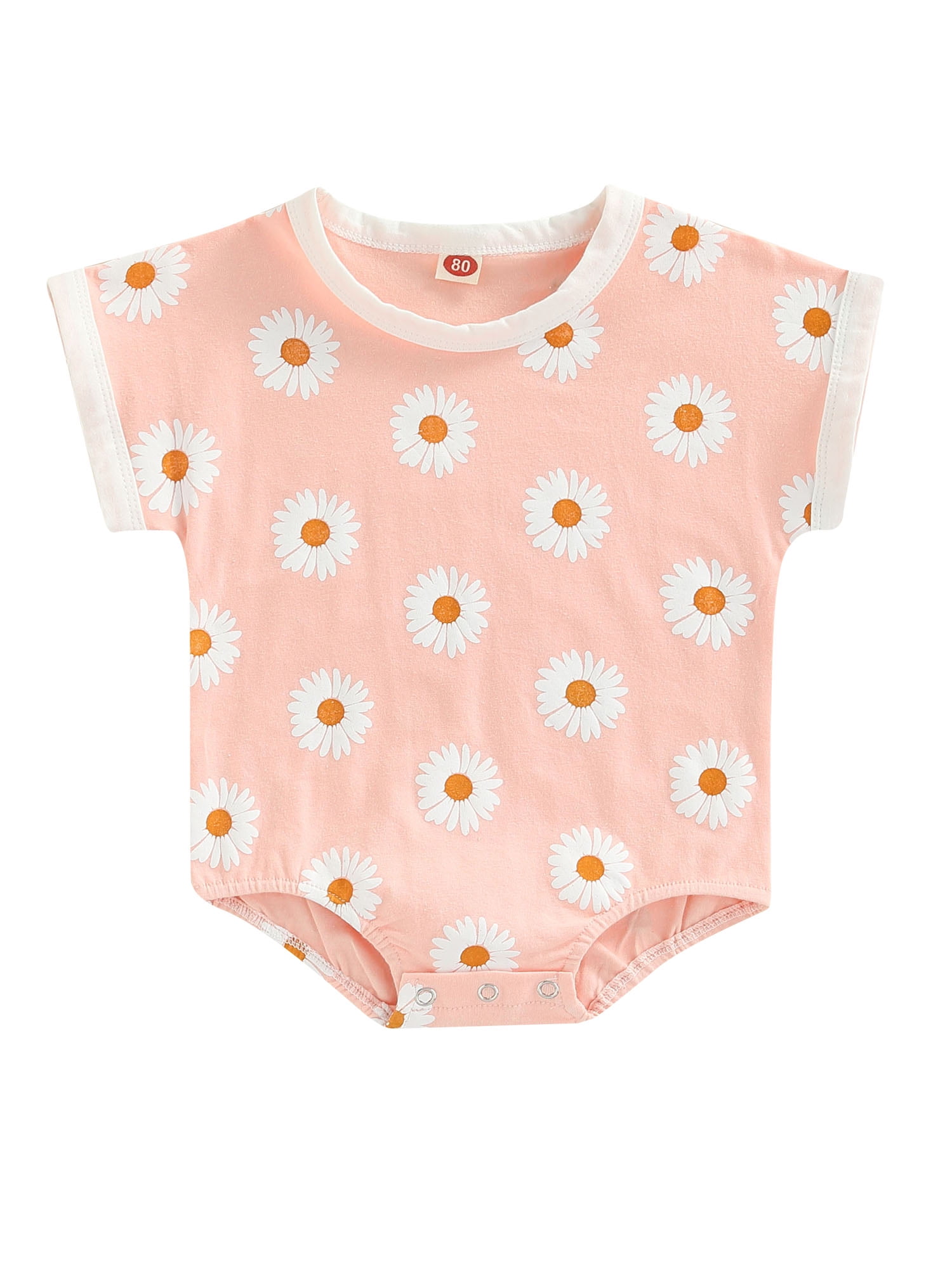 Canrulo Newborn Infant Baby Girl Daisy Romper Short Sleeve Oversized ...