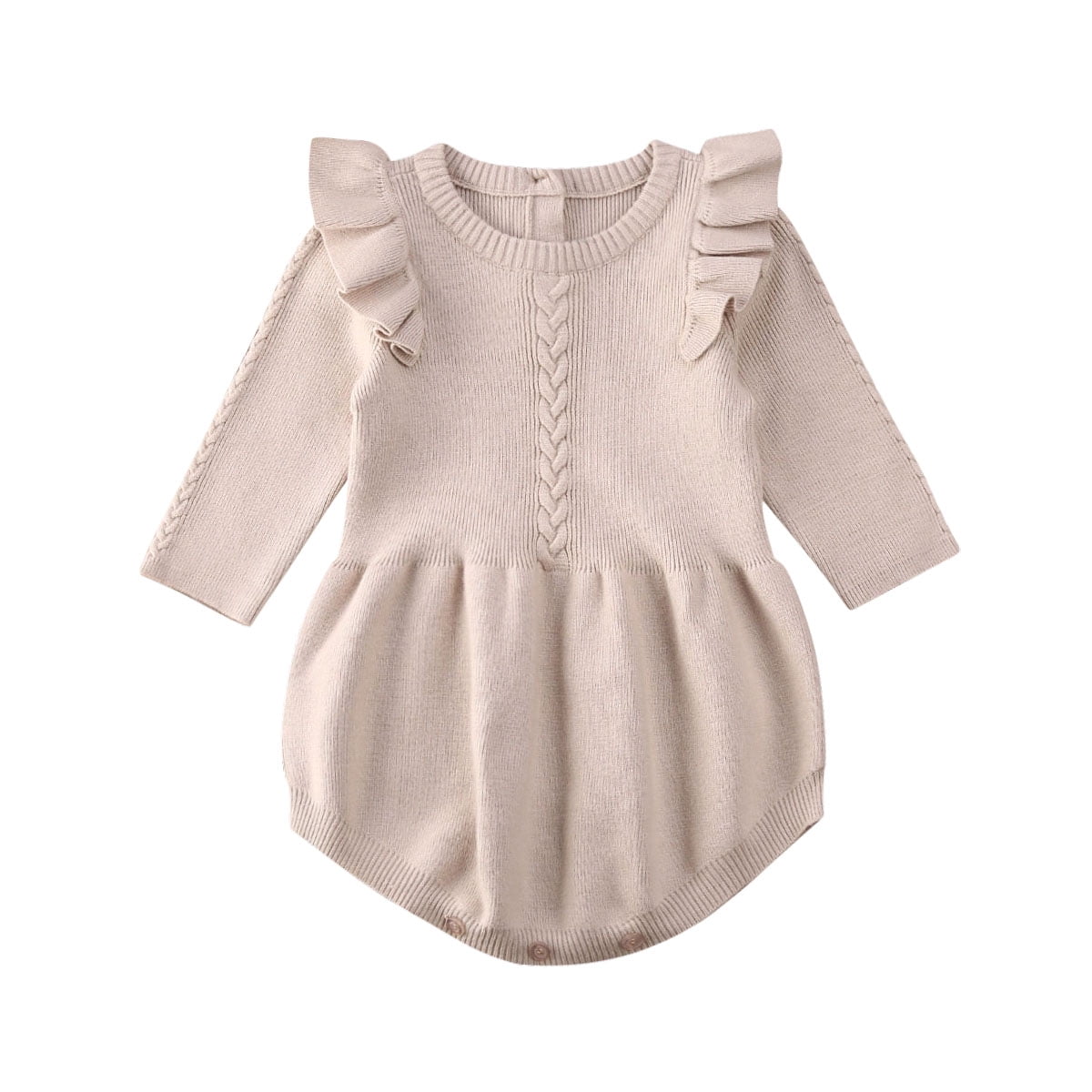 Canrulo Newborn Infant Baby Girls Romper Long Sleeve Knitted Sweater ...