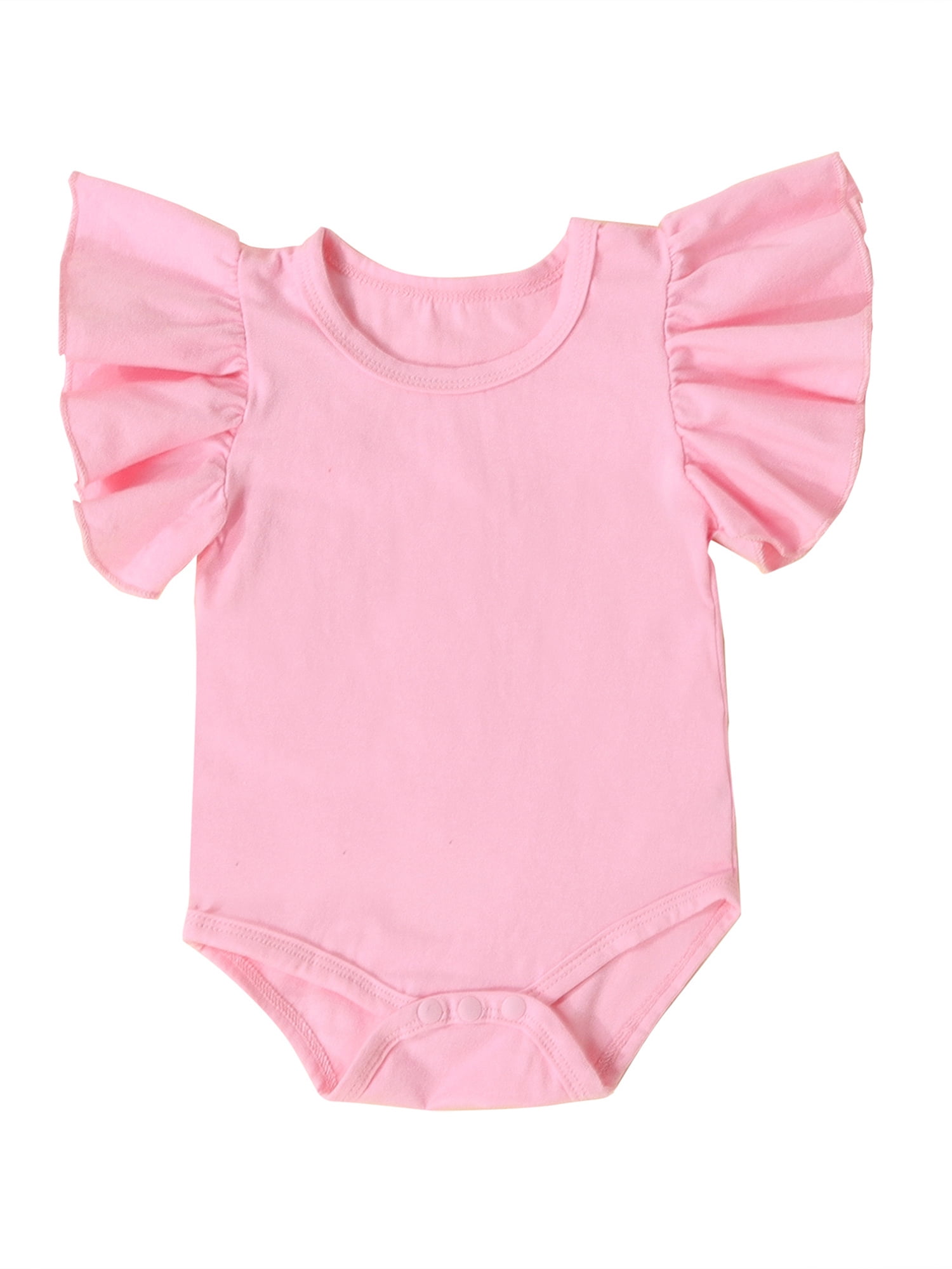 Canrulo Pure Cotton Newborn Infant Baby Girl Solid Ruffle Romper ...