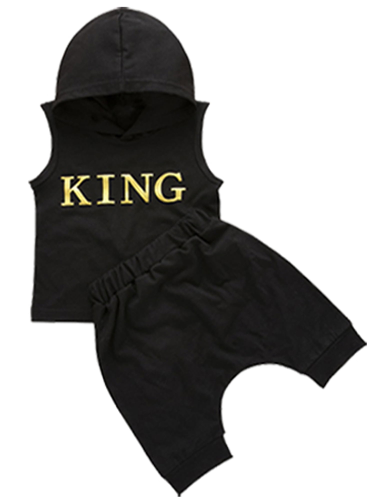 Canrulo Summer Newborn Baby Boy Clothes KING Sleeveless Hooded Tops ...