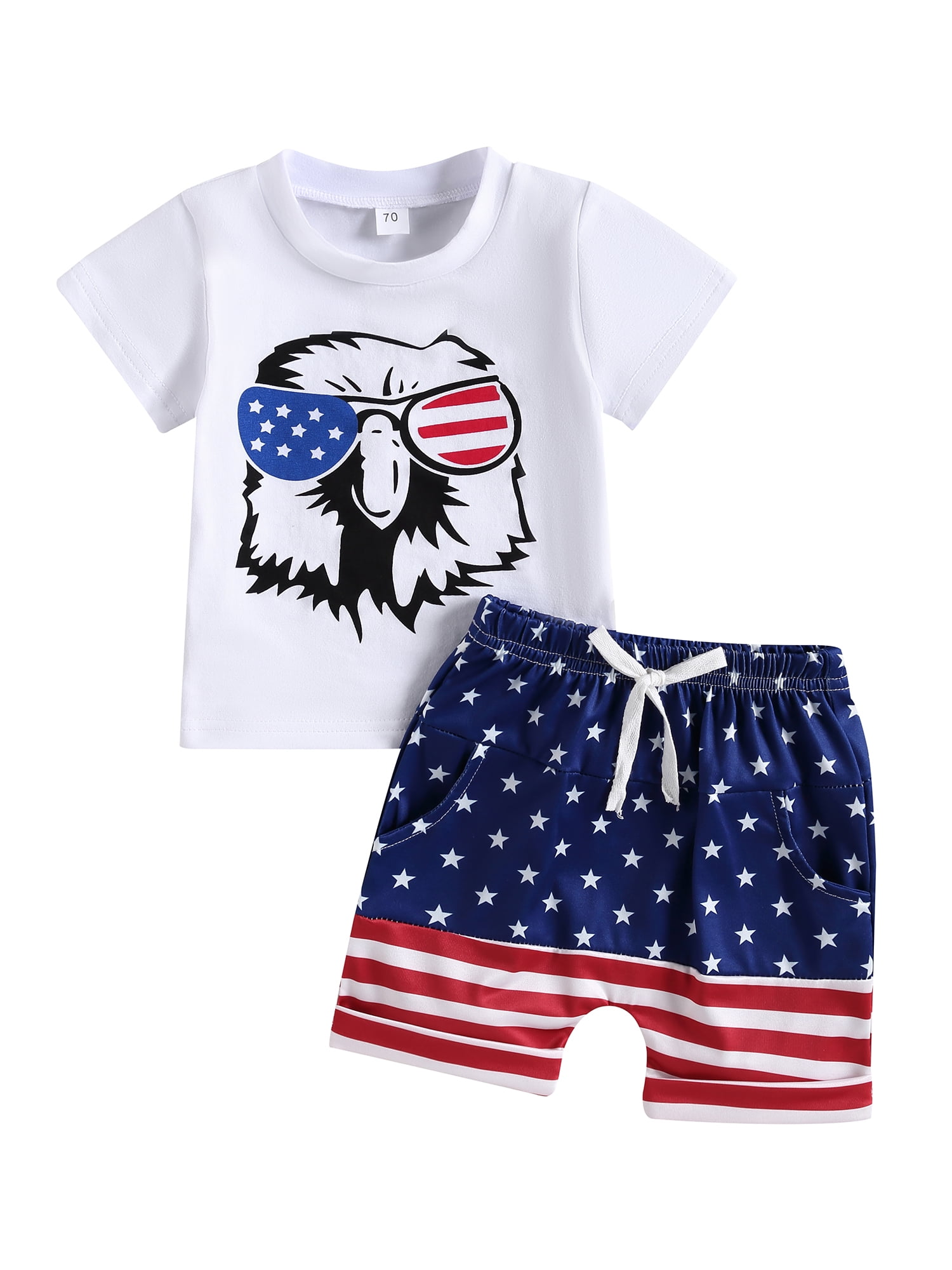 Canrulo Toddler Baby Boy Independence Day Outfits Eagle Print Short ...