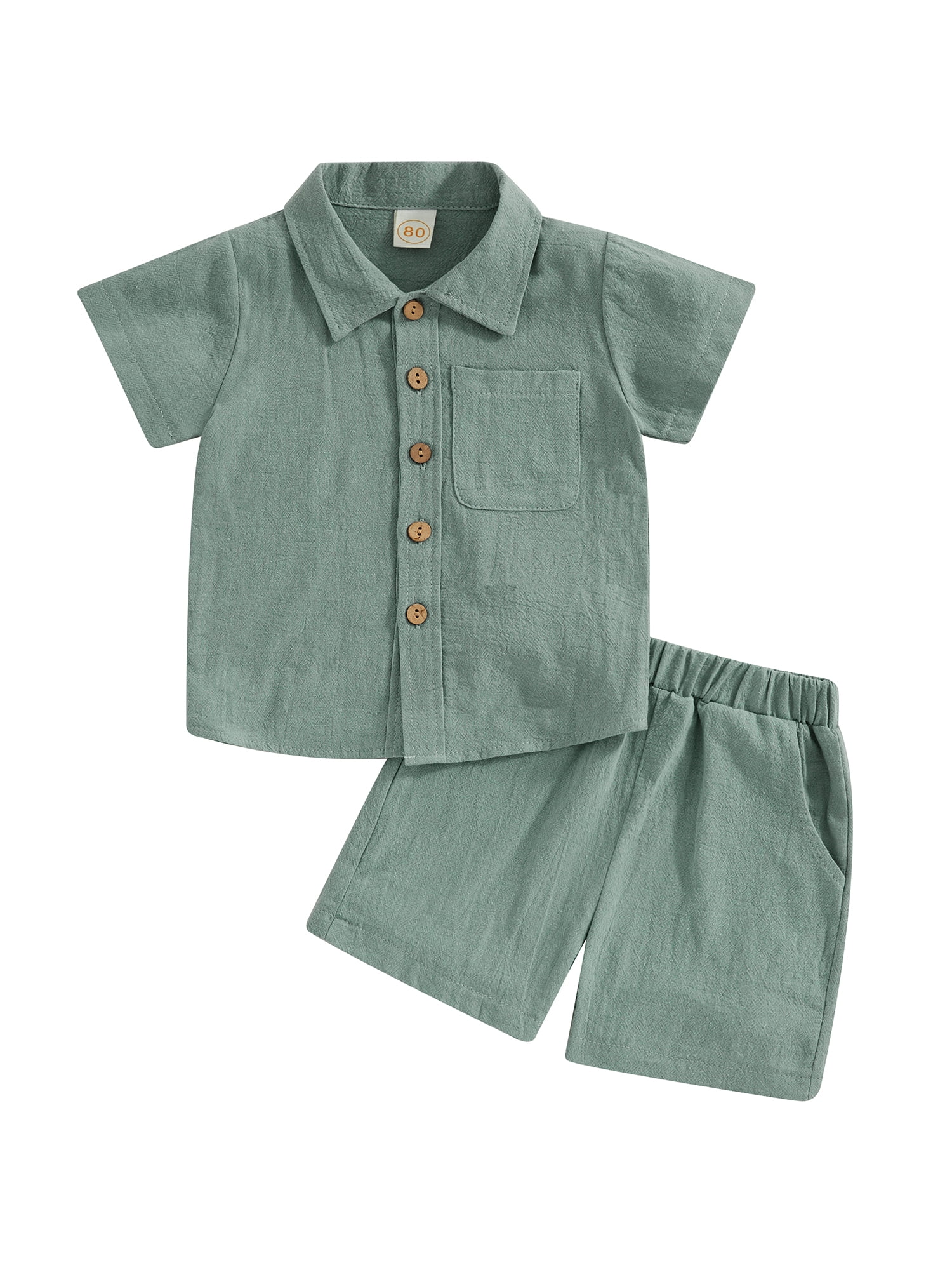 Canrulo Toddler Baby Boy Summer Linen Outfits Short Sleeve Button Down ...