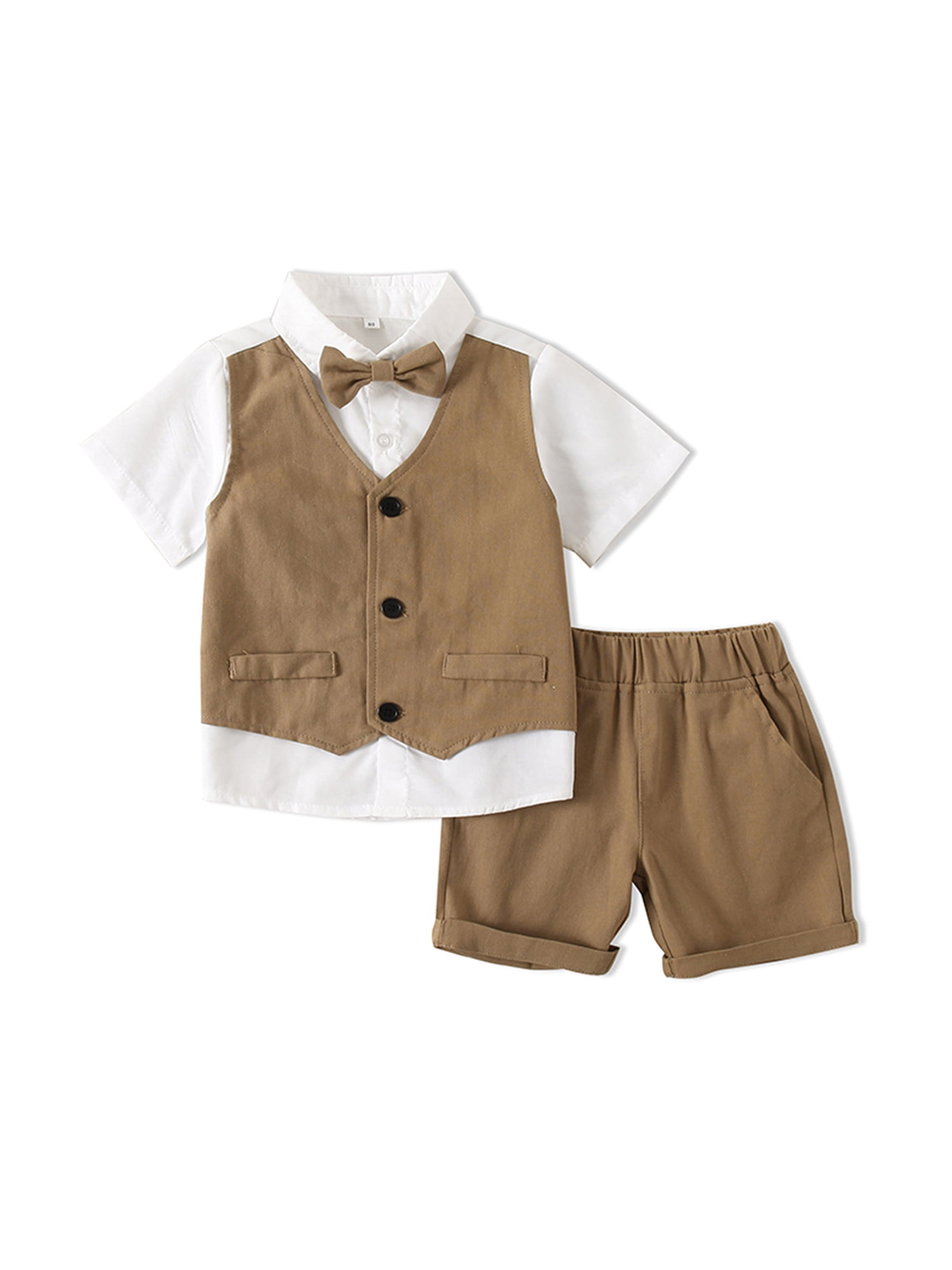 Canrulo Toddler Baby Boys Gentleman Clothes Bowtie Short Sleeve Blazer ...