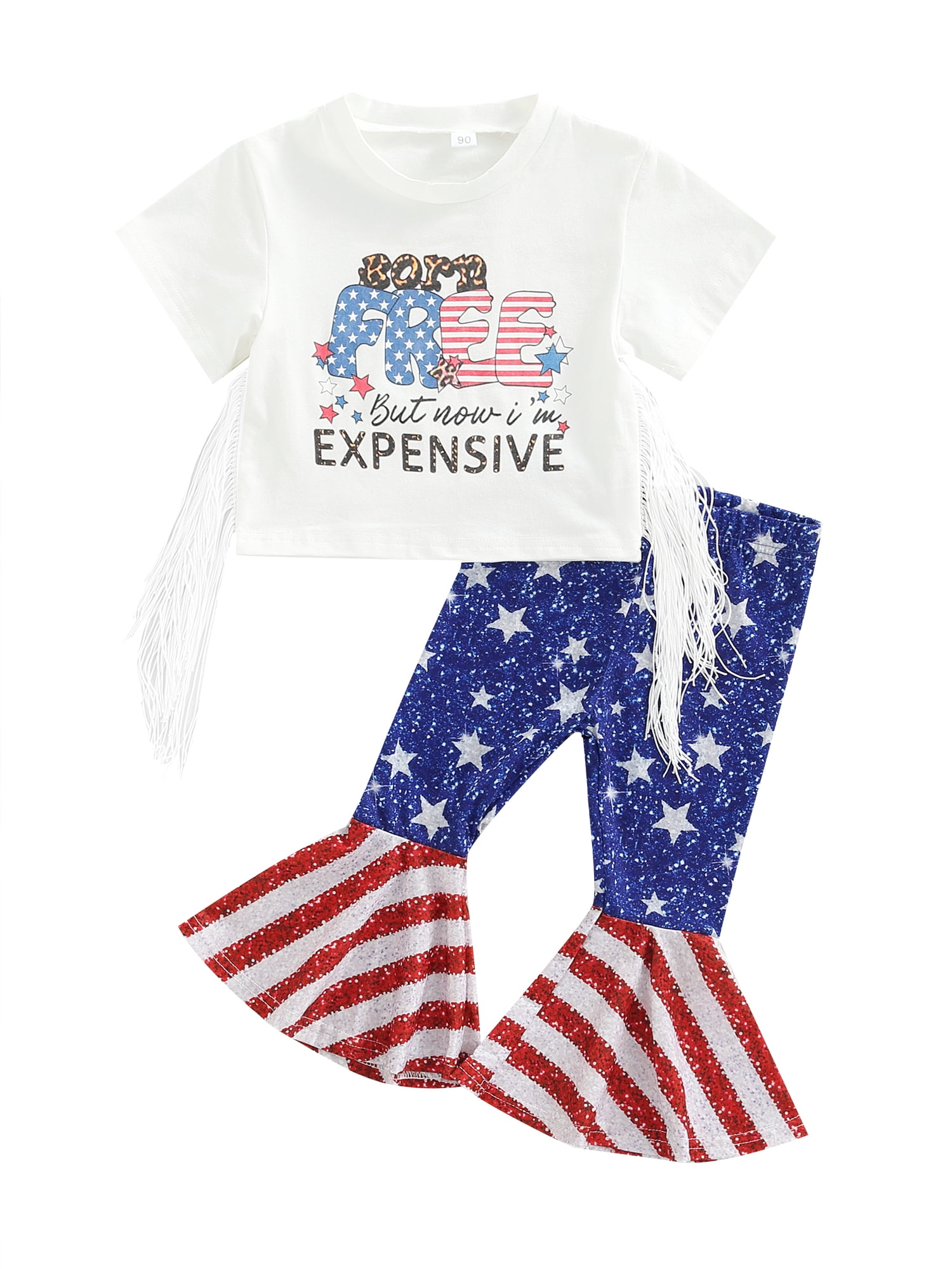 Canrulo Toddler Baby Girl 4th of July Outfits Short Sleeve Letter Print ...
