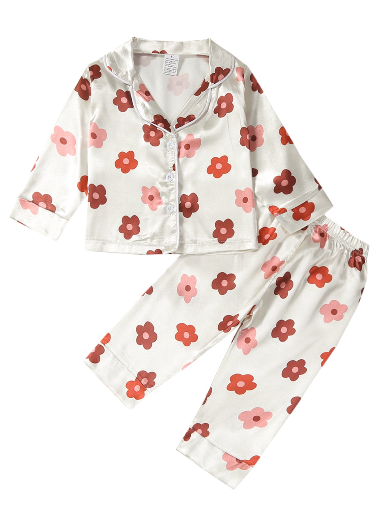 Canrulo Toddler Baby Girl Boy Pajamas Set Floral/Cow Print Button Up ...