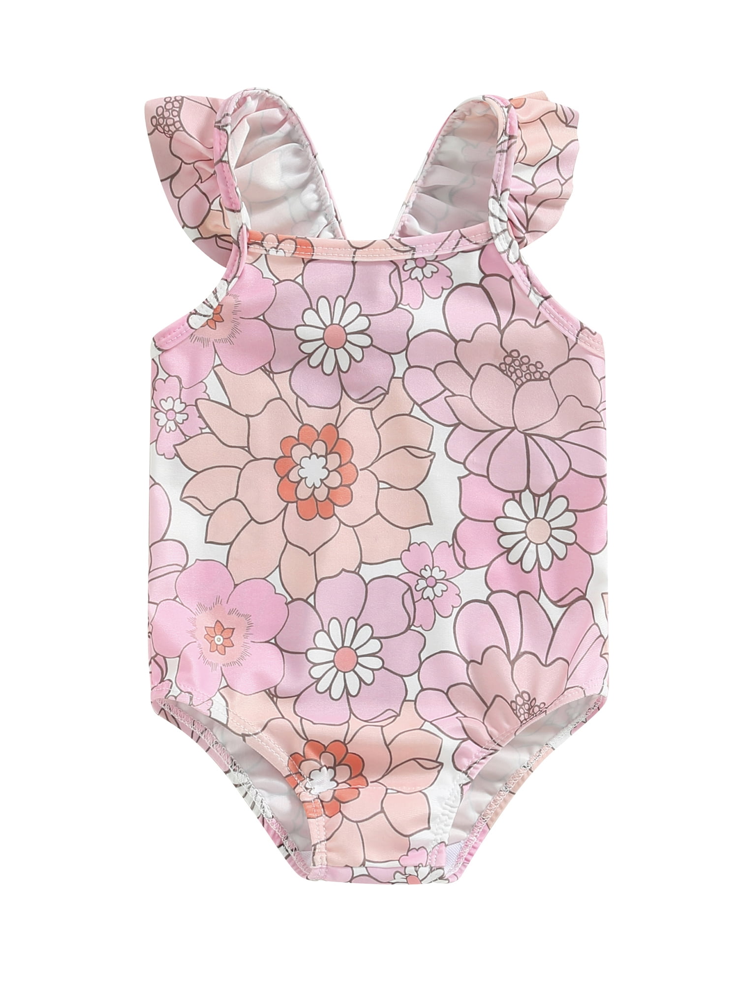 Canrulo Toddler Baby Girl One Piece Swimsuit Sleeveless Floral Ruffle ...