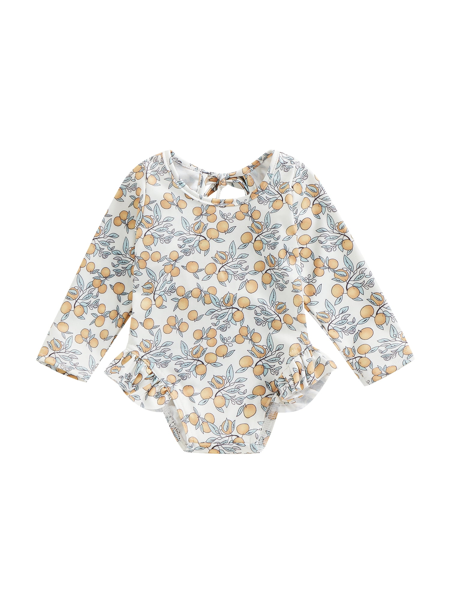 Canrulo Toddler Baby Girl Rash Guard Long Sleeve Ruffle Floral Surfing ...