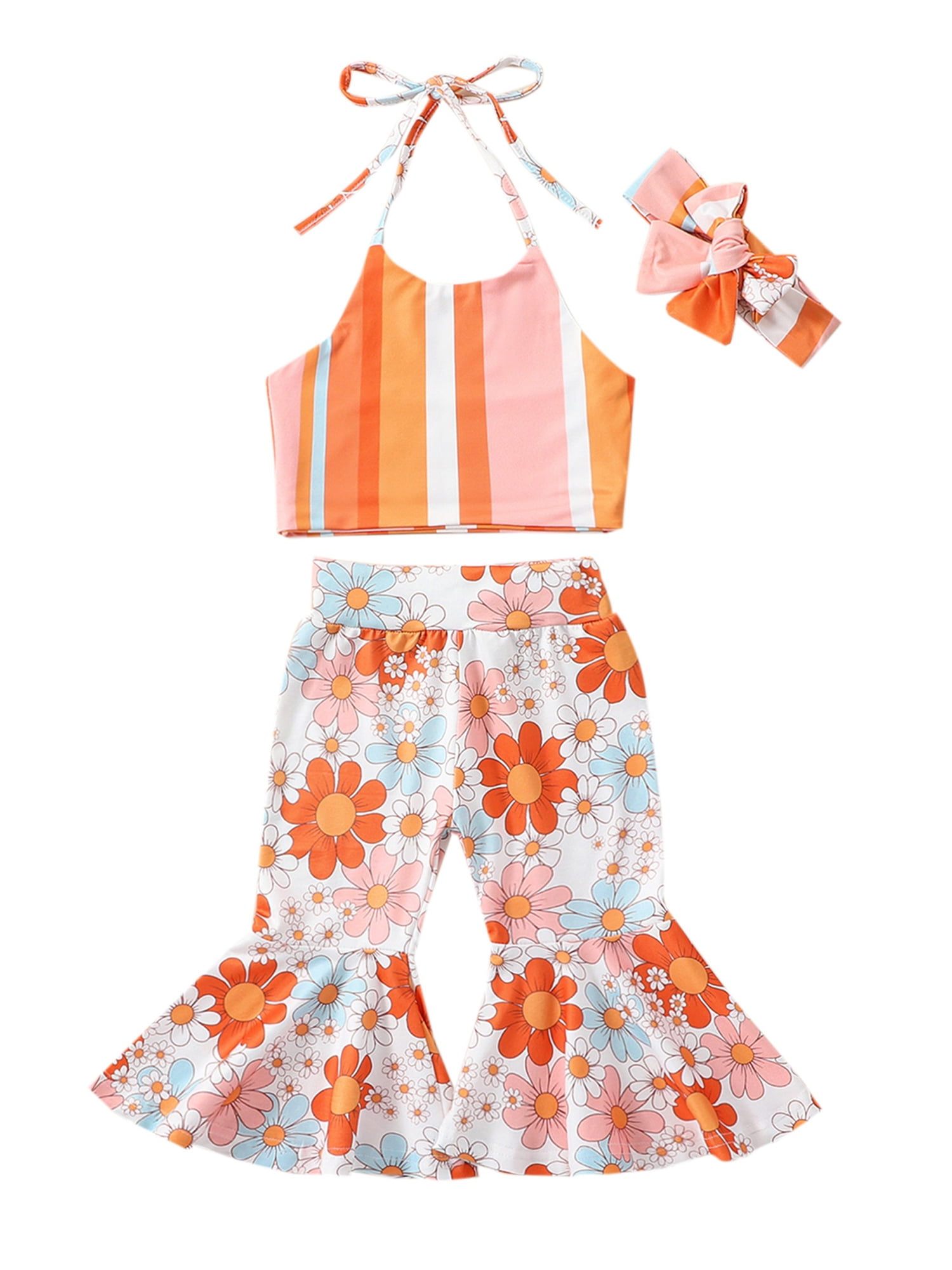 Canrulo Toddler Baby Girl Summer Clothes Sleeveless Halter Knit Crop ...