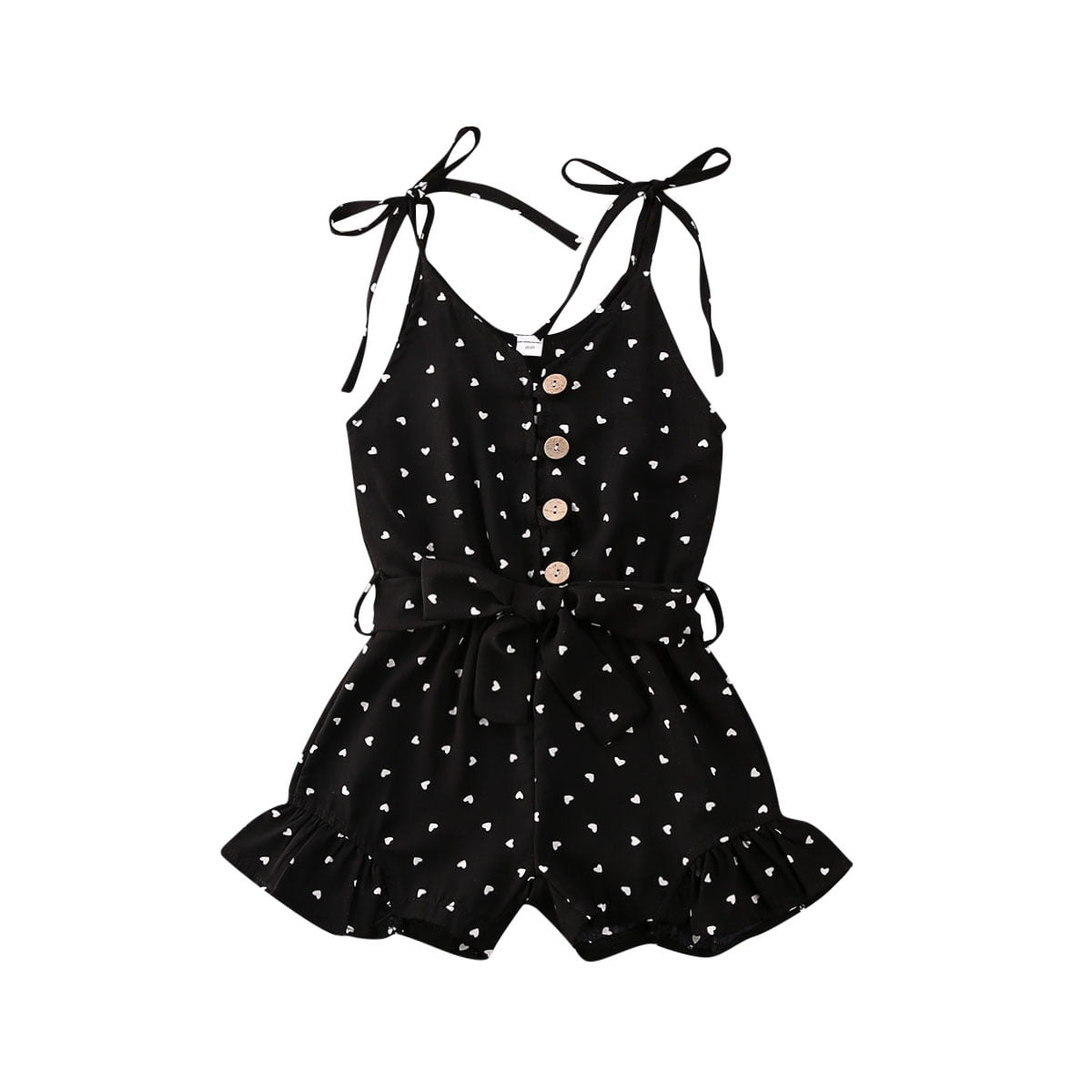 Canrulo Toddler Baby Girl Summer Romper Strap Sleeveless Button Romper ...