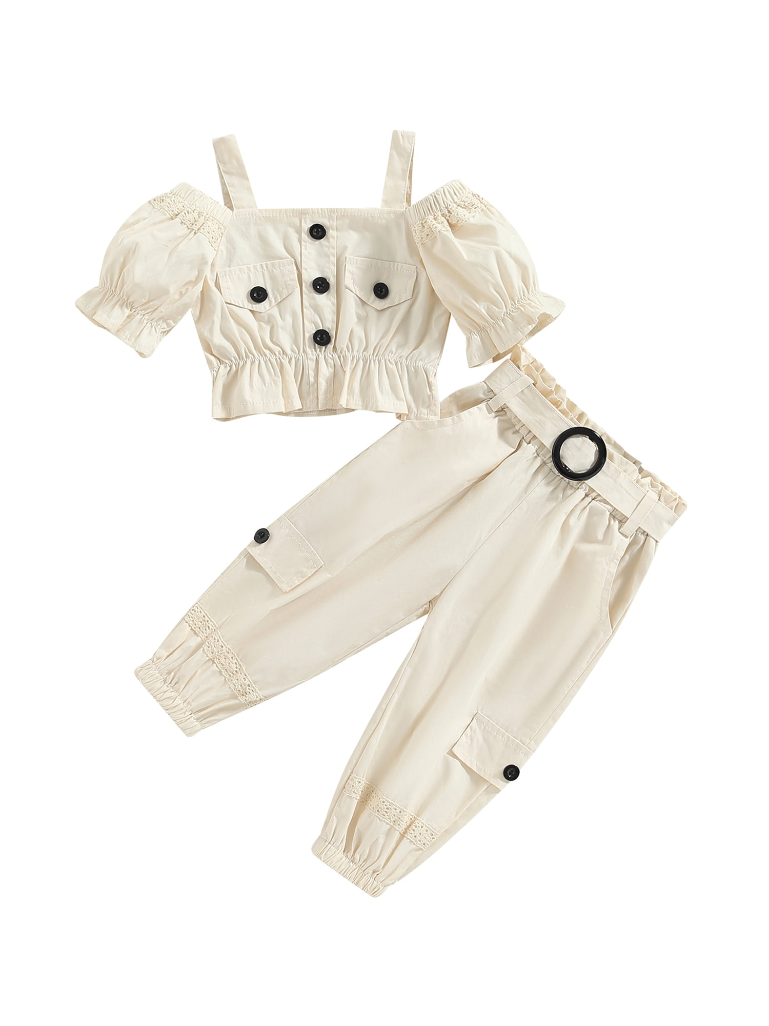 Canrulo Toddler Baby Girls Clothes 2T 3T 4T 5T Outfits Ruffle Off ...