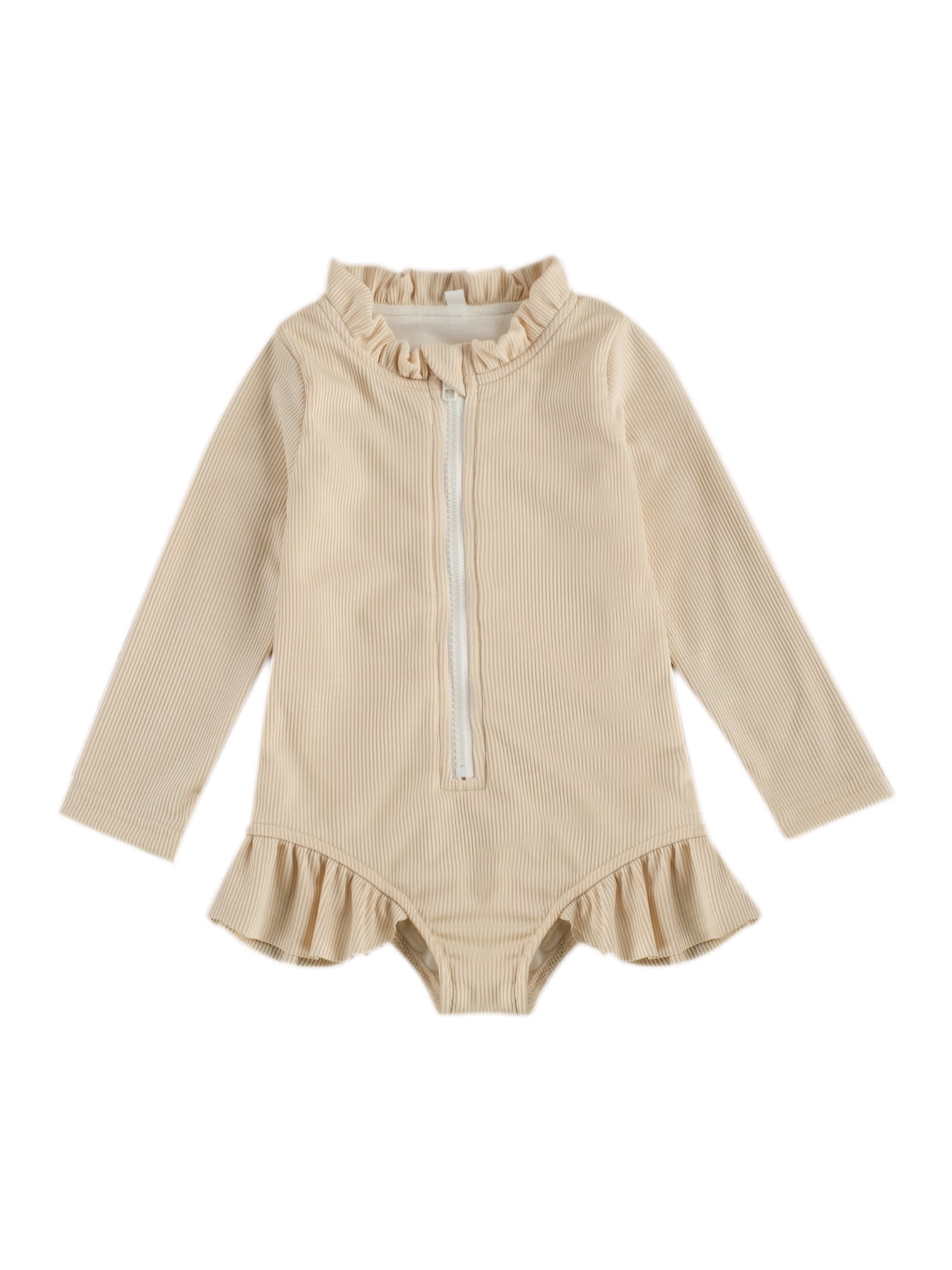 Canrulo Toddler Baby Girls Long Sleeve One Piece Swimsuit Zipper ...