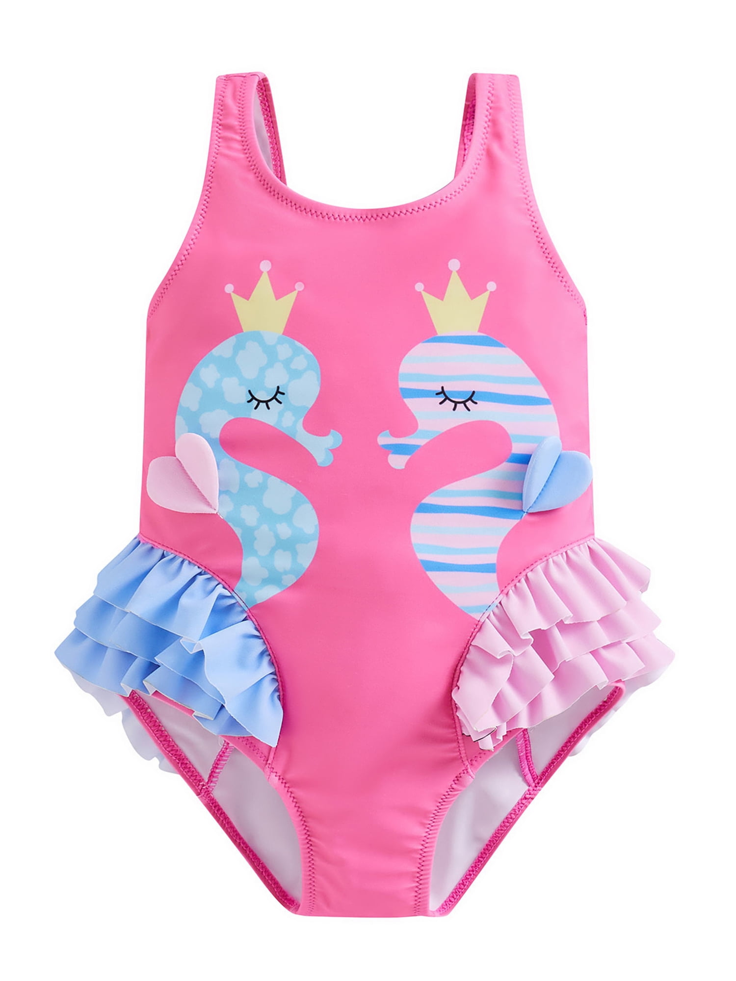 Canrulo Toddler Baby Girls Swimsuit Sleeveless Swan Swimwear Ruffle One ...