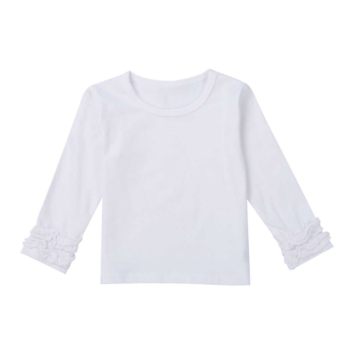 Canrulo Toddler Kids Baby Girl Basic Tshirt Cotton Ruffle Long Sleeve ...