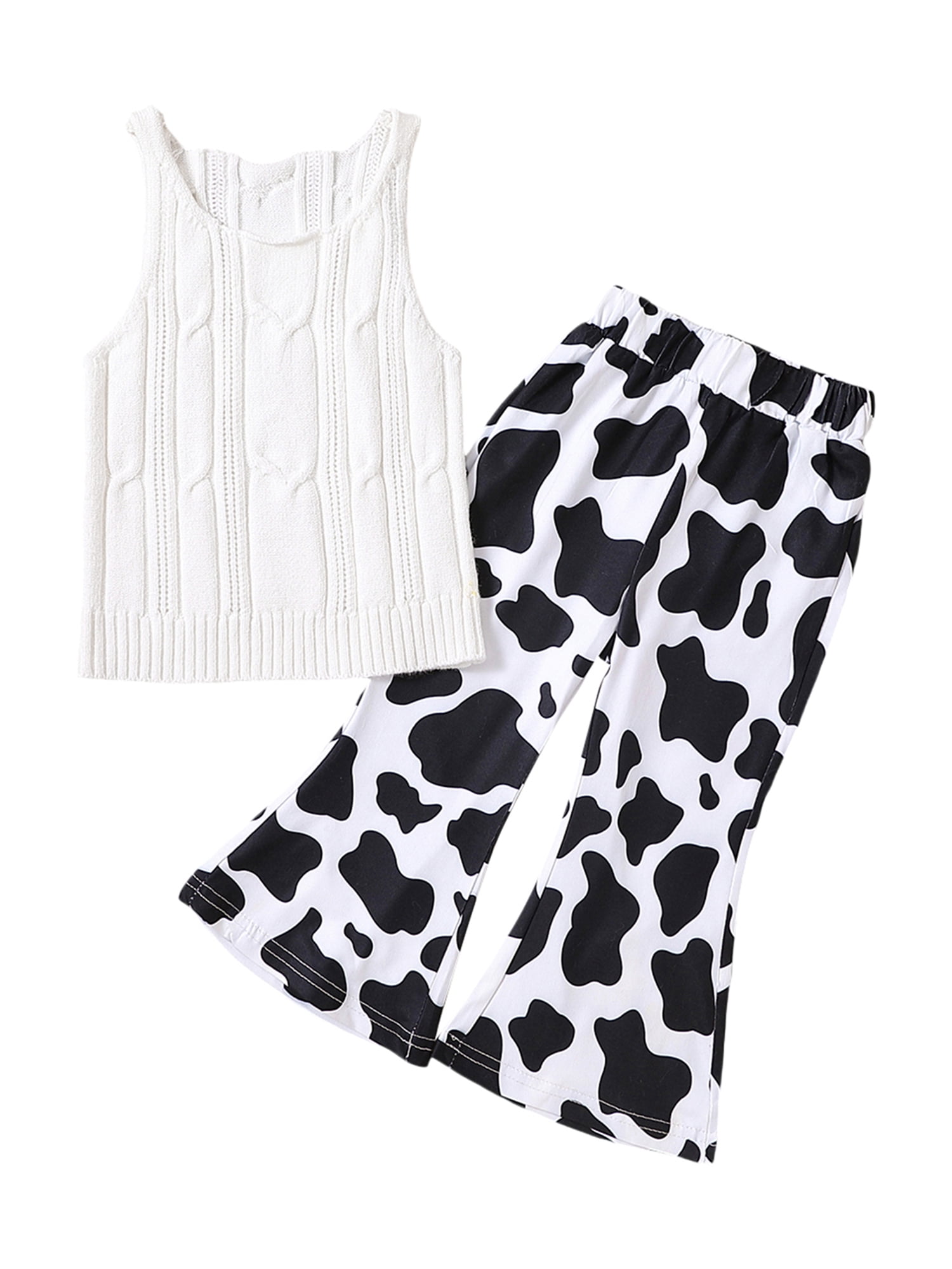 Canrulo Toddler Little Girl Clothes Knit Sweater Vest Tank Tops Cow ...