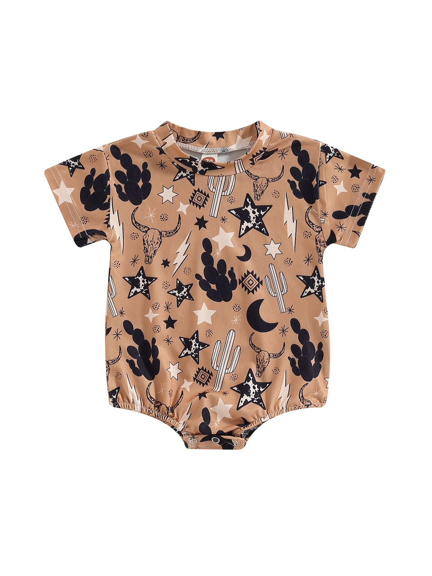 Canrulo Western Baby Boy Girl Summer Clothes Cow Print T Shirt Romper Oversized Short Sleeve ...