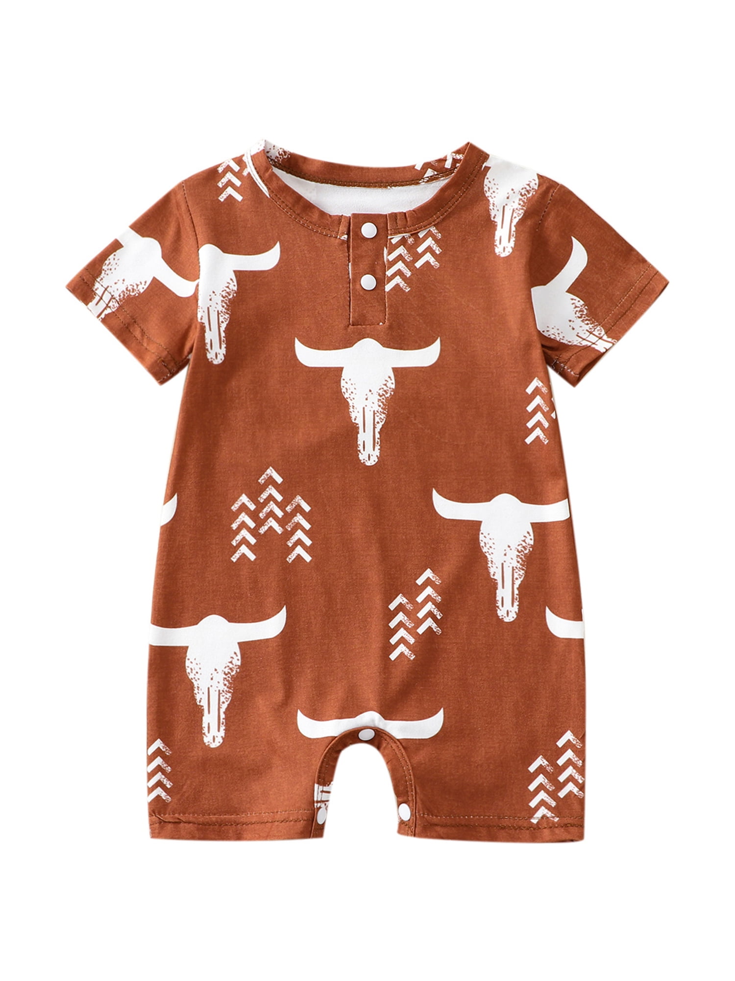 Canrulo Western Baby Girl Boy Clothes Cow Print Short Sleeve Romper Jumpsuit Summer Clothes ...