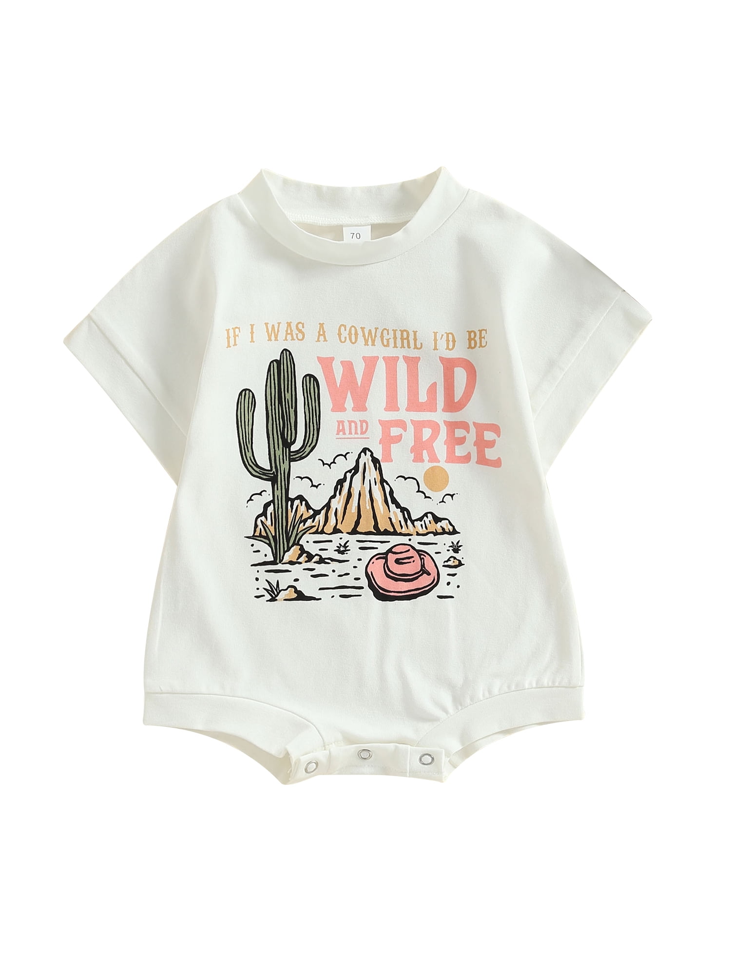 Canrulo Western Baby Girl Clothes Short Sleeve Romper Cactus Letter ...