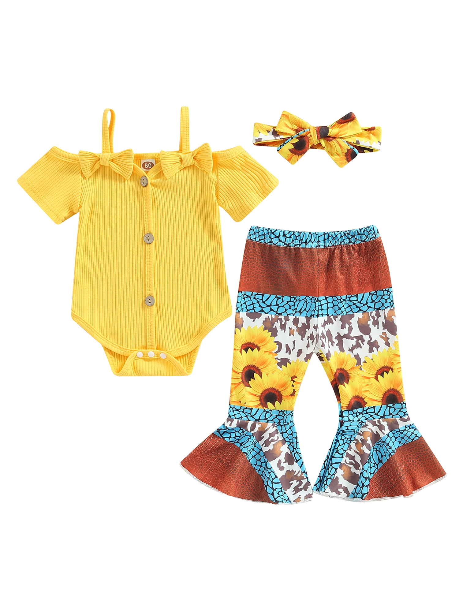 Canrulo Western Newborn Baby Girls Clothes Off Shoulder Short Sleeve ...