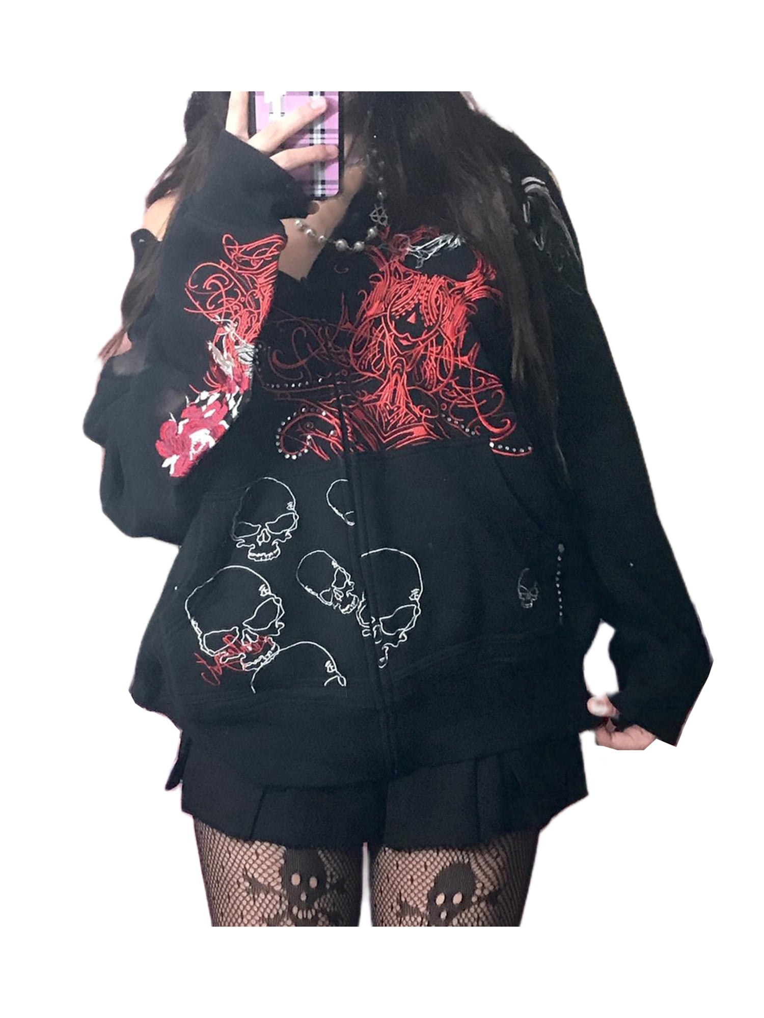 Canrulo Women Y2k Hoodie Grunge Fairy Hoodies Long Sleeve Aesthetic ...