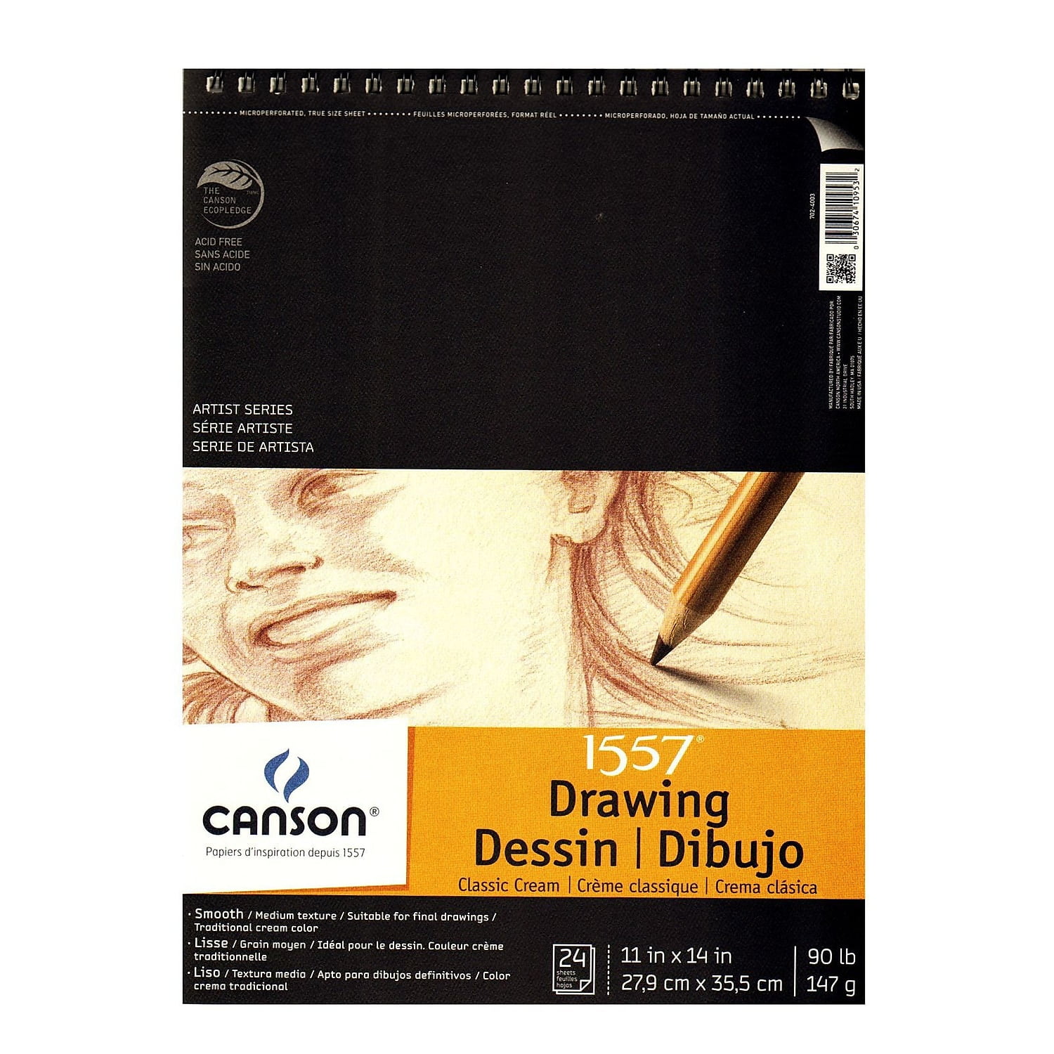 Canson 11" x 14" Wire Bound Drawing Sketch Pad 24 Sheets/Pad 2/Pack ...