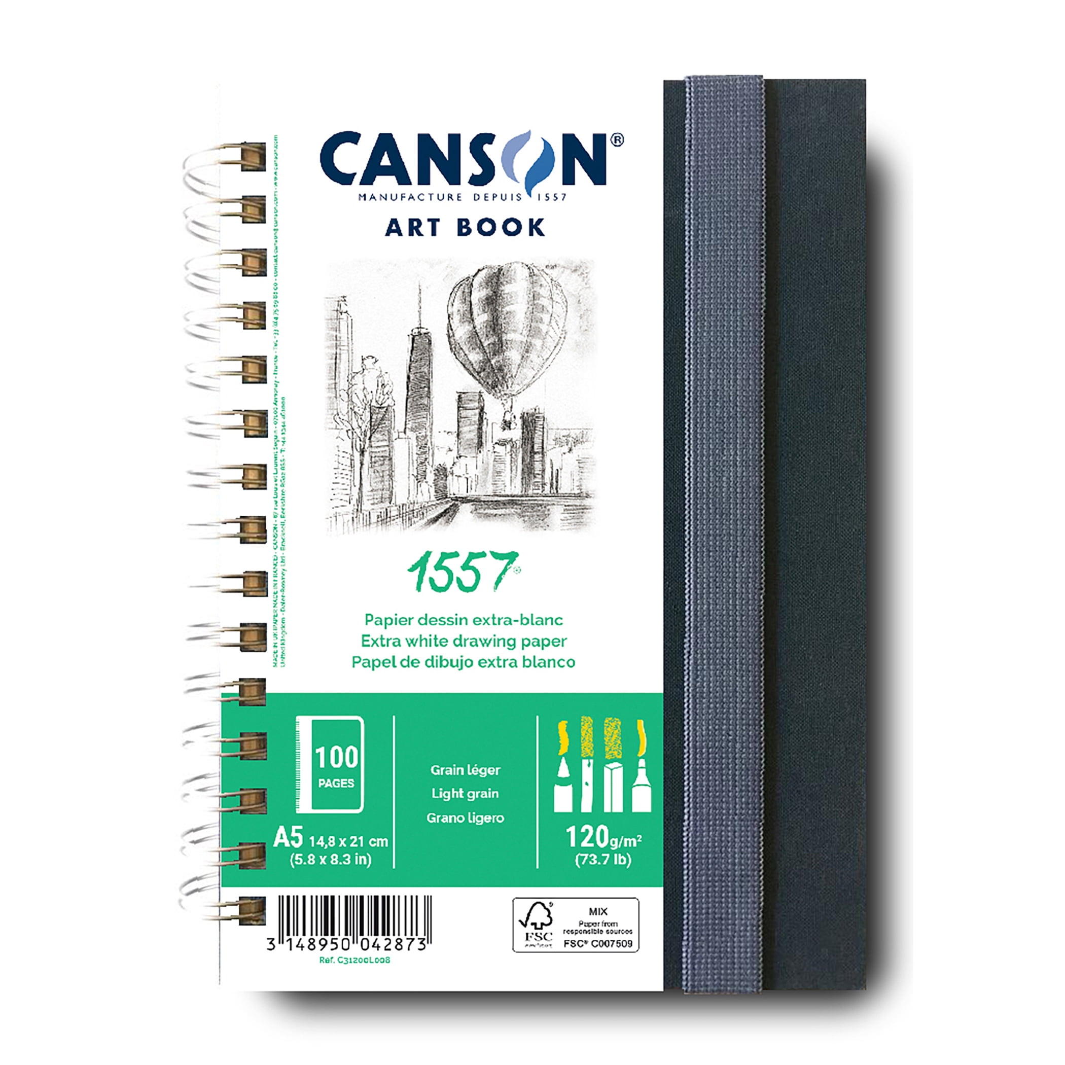 Canson Artist Series 1557 Sketch Art Book, Fabric Cover, Side Wire ...