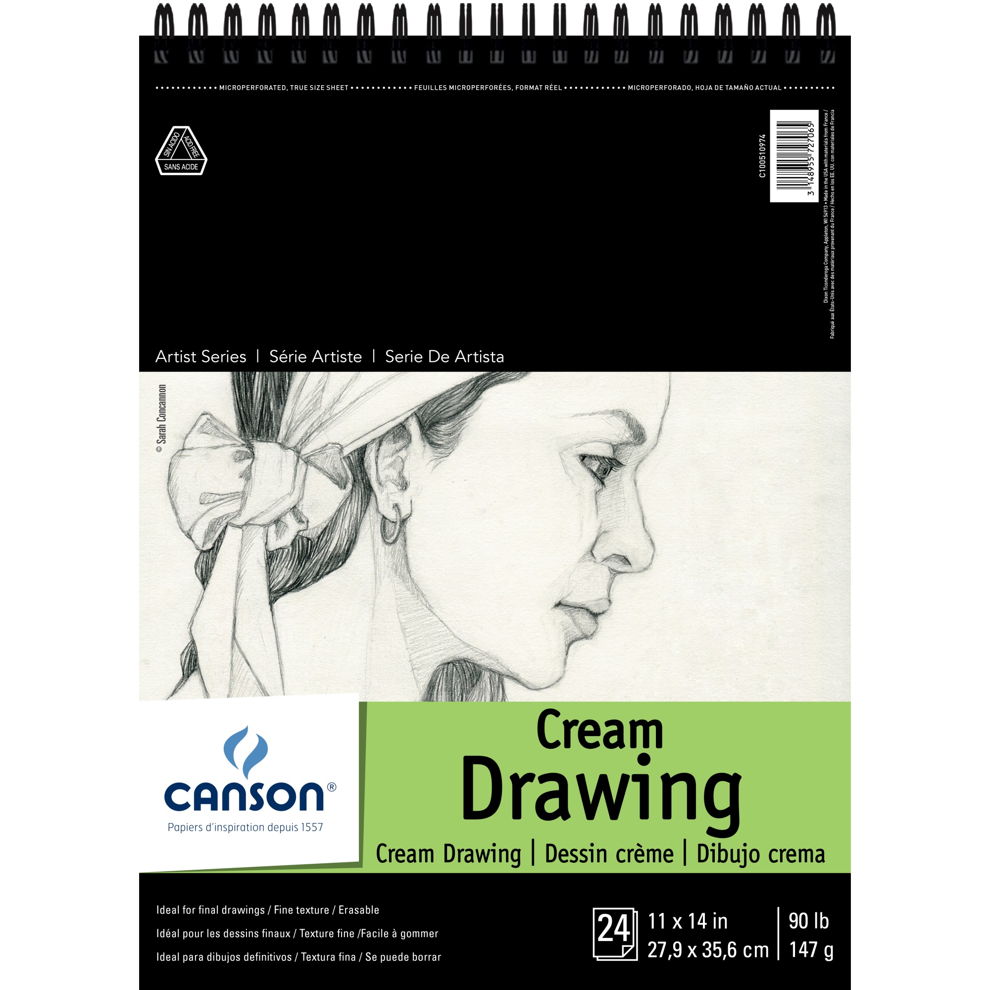 Canson Artist Series Classic Cream Drawing Pad 11in x 14in 24 Sheets ...