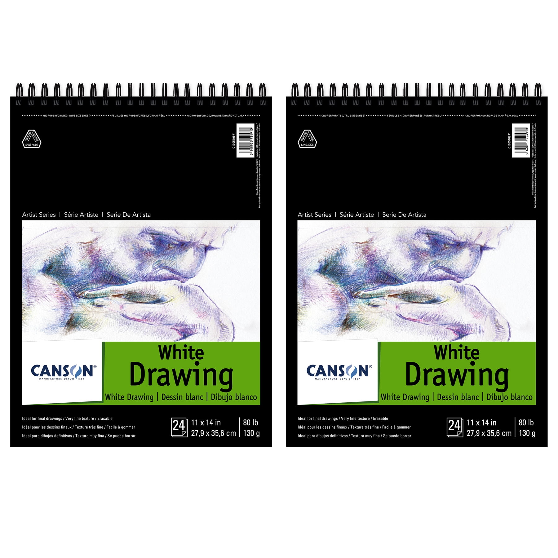 Canson Artist Series Drawing Pad, Bright White, Top Wire Binding, 24 ...