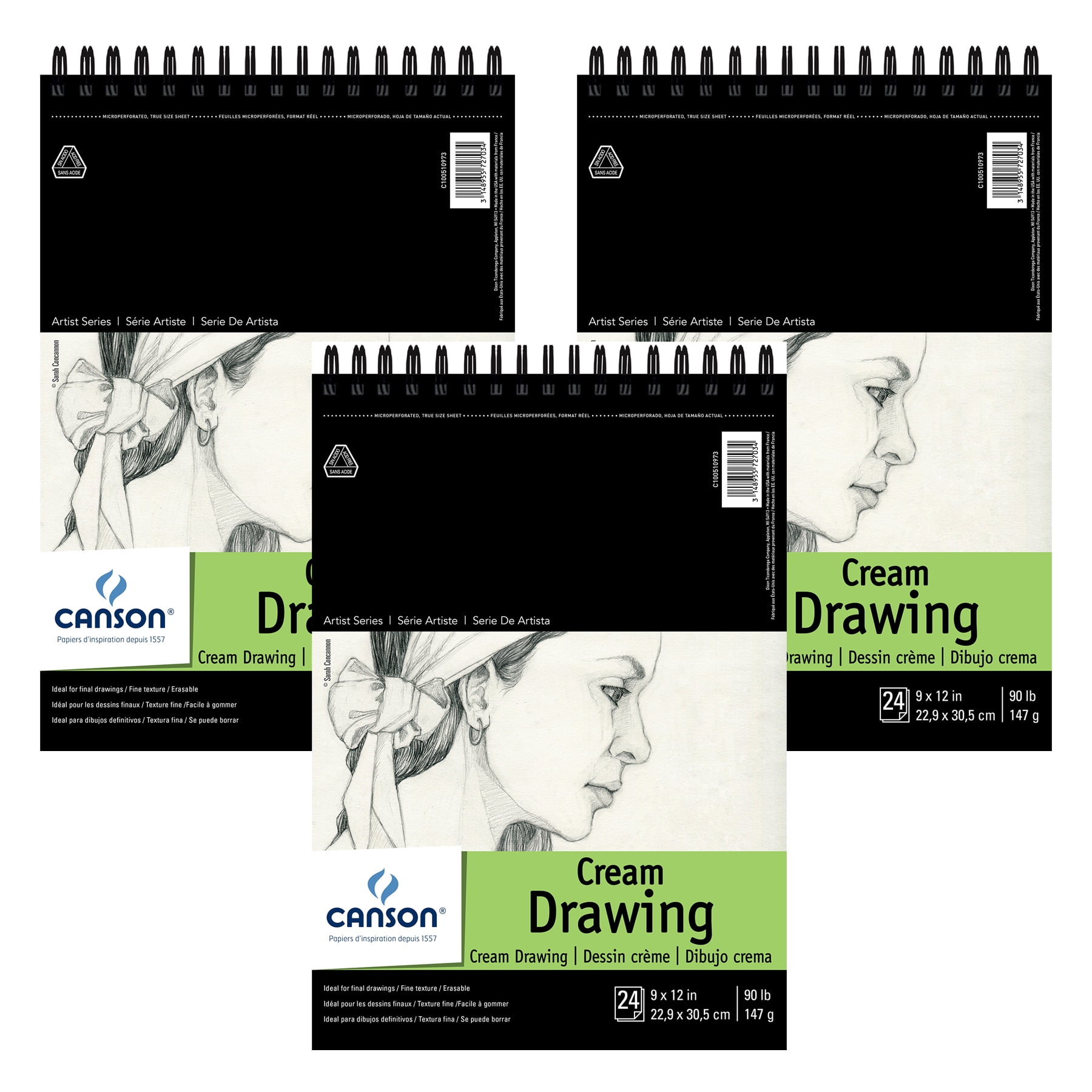 Canson Artist Series Drawing Pad, Top Wire Binding, 24 Sheet, 9x12 inch ...