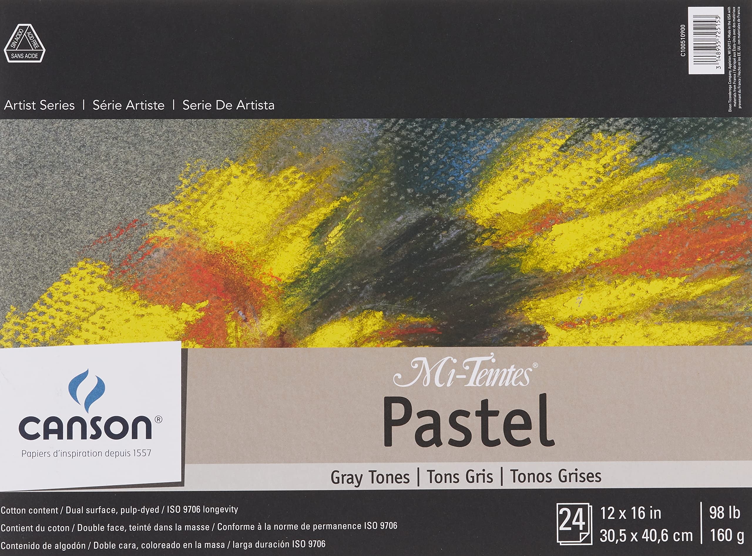 Canson Artist Series Mi-Teintes JKF25 Pastel Paper, Gray Tones ...