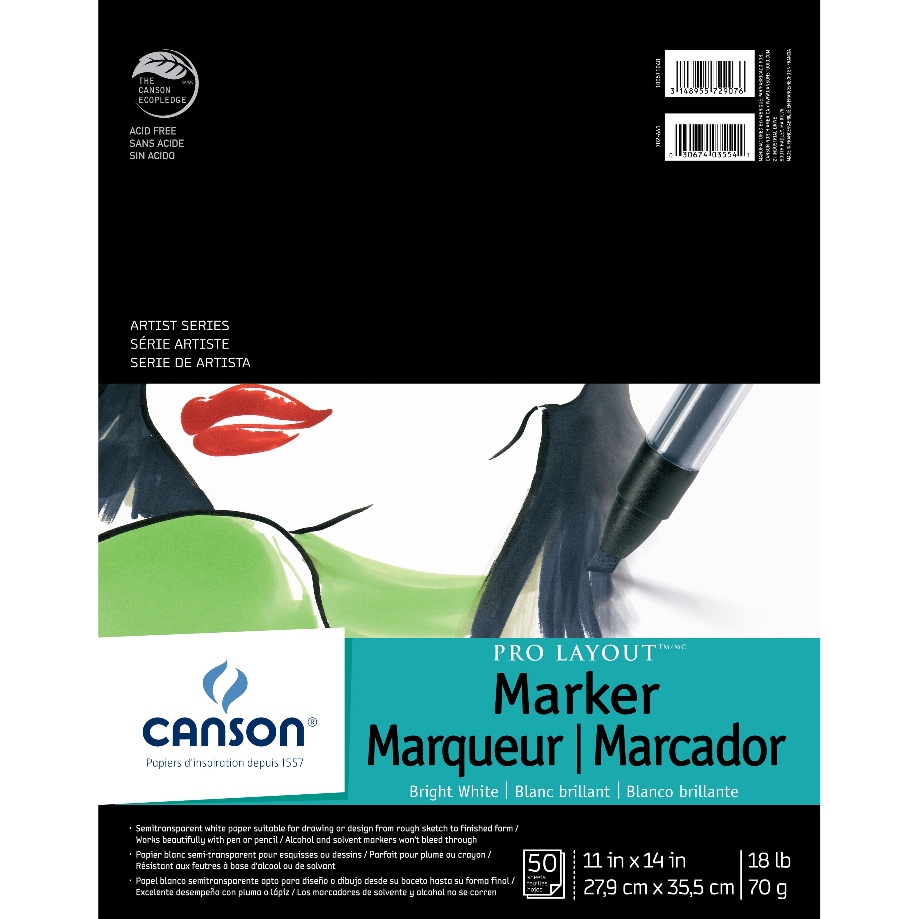 Canson Artist Series Pro-Layout Marker Pad, 11" x 14" 50, Sheets/Pad ...