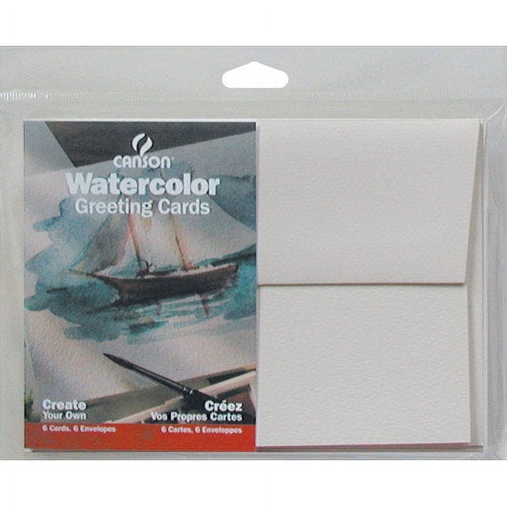 Canson Blank Greeting Cards - White, Watercolor with Envelope, Pkg of 6 ...