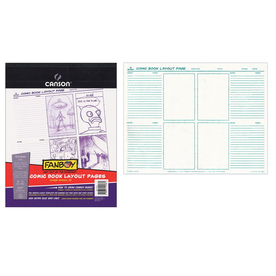Canson Fanboy Comic Book Layout Pages - 8 1/2" x 11", 35 Sheets ...
