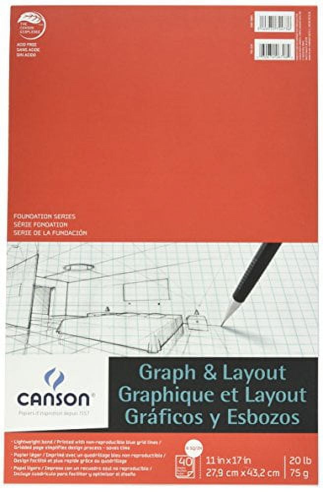 Canson Foundation Graph Pad - 11" x 17", 8" x 8" Grid, 40 Sheets ...