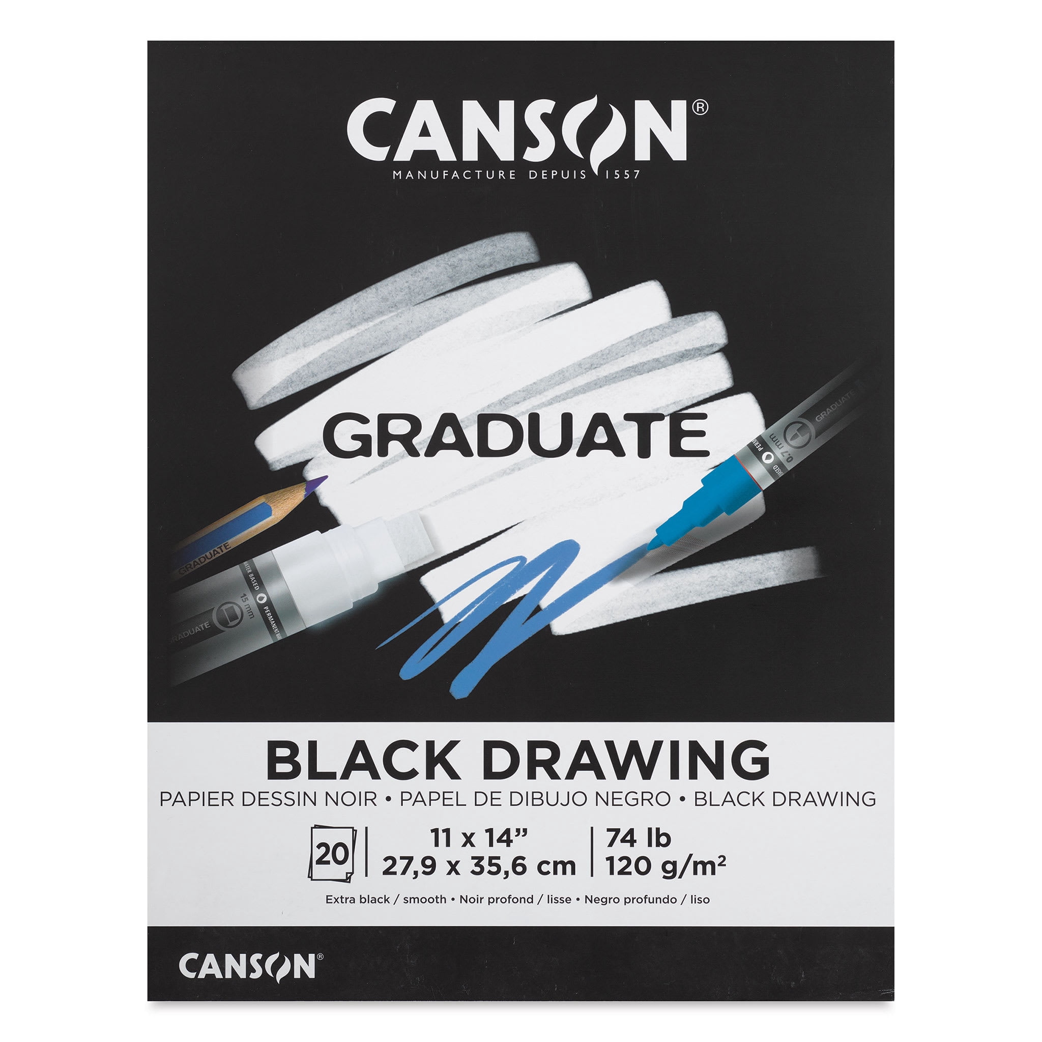 Canson Graduate Black Drawing Pad - 11" x 14", 20 Sheets - Walmart.com
