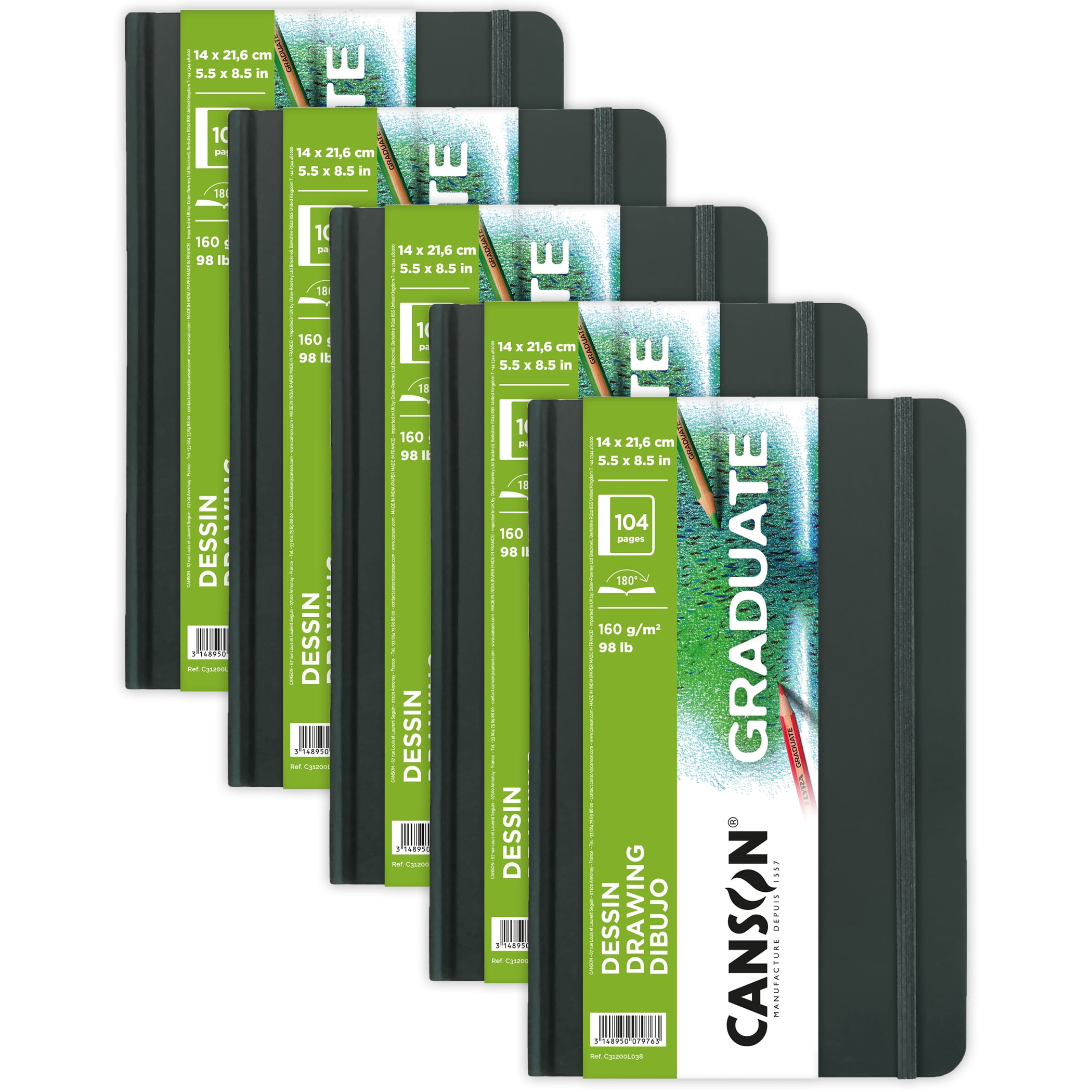 Canson Graduate Drawing Art Book, Hard Cover Binding, 52 Sheet, 5.5x8.5 ...