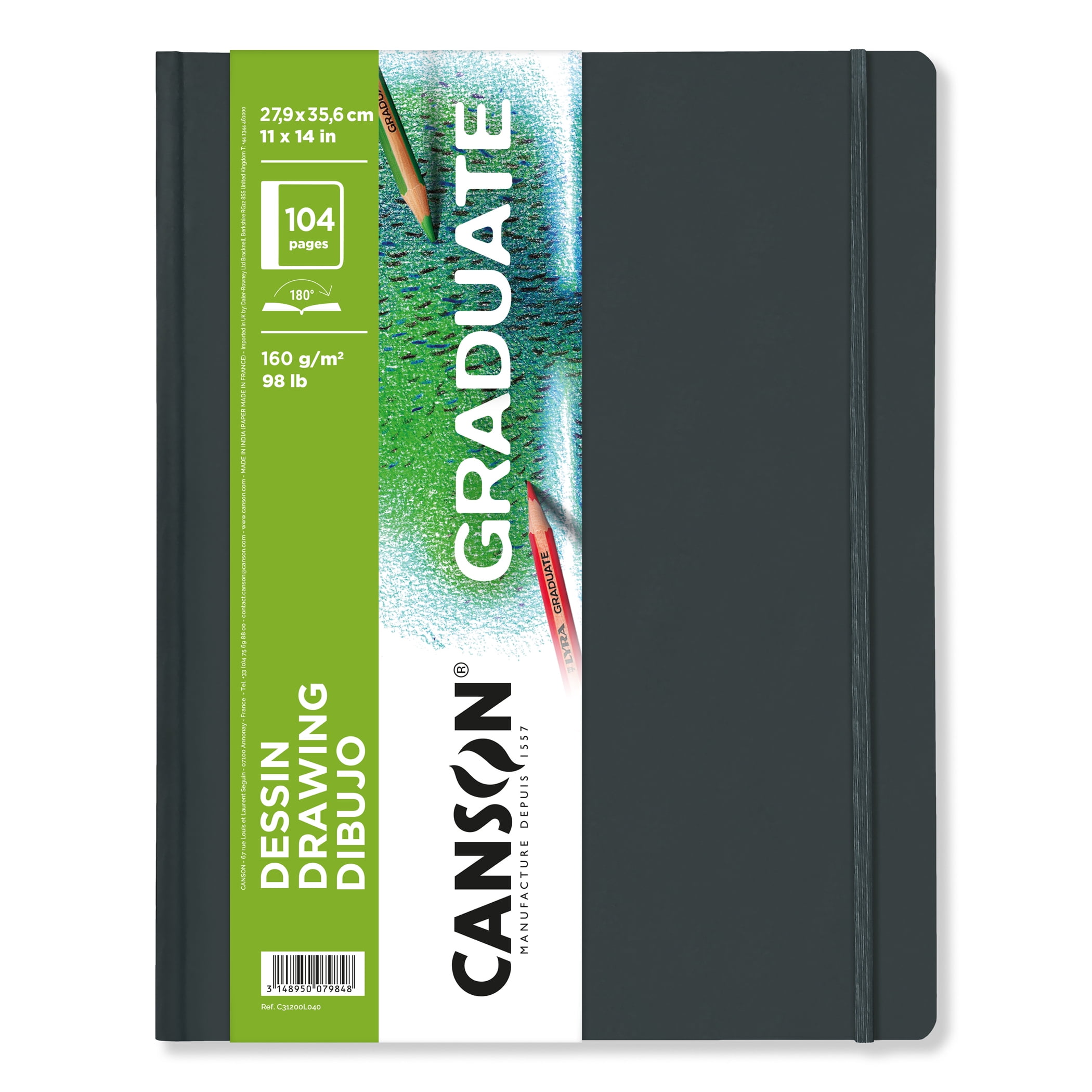 Canson Graduate Drawing Art Book, Hard Cover Binding, 52 Sheet, 11x14 ...