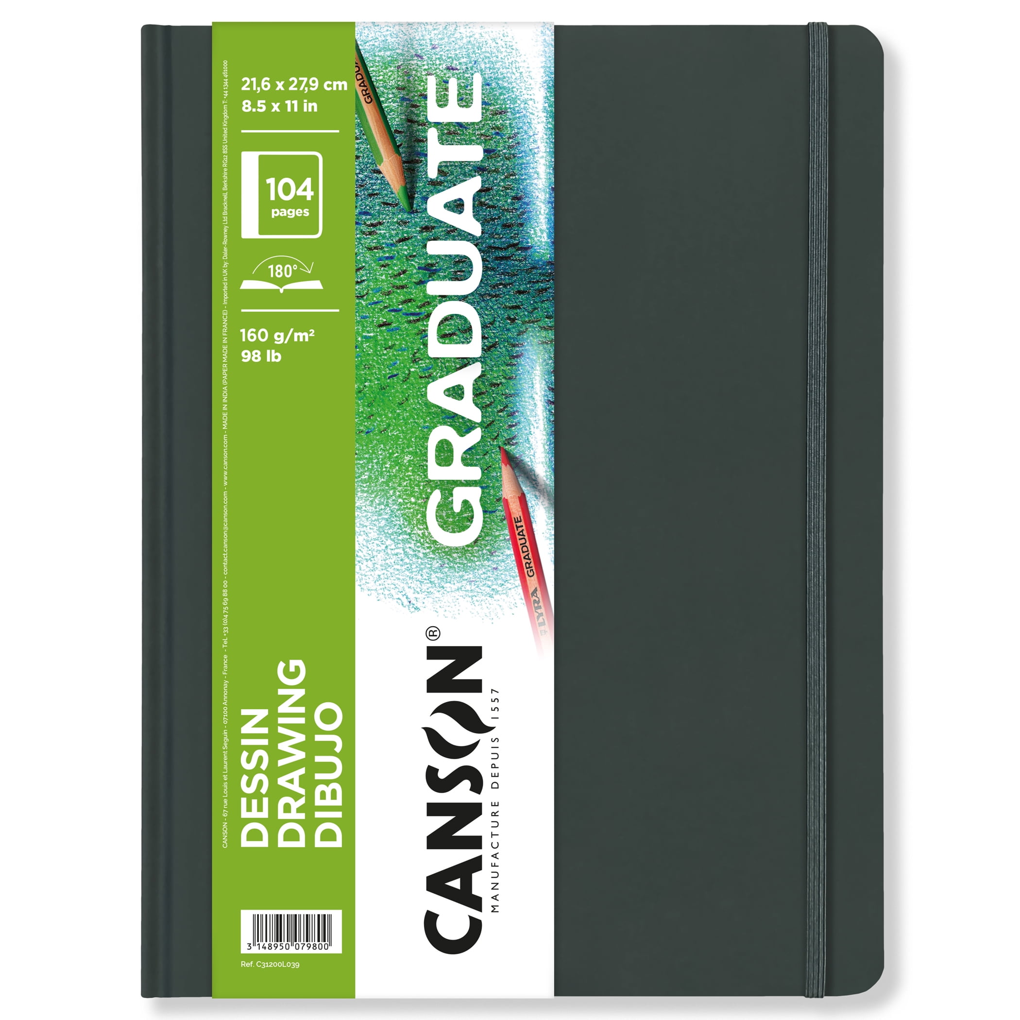 Canson Graduate Drawing Art Book, Hard Cover Binding, 52 Sheet, 8.5x11 ...