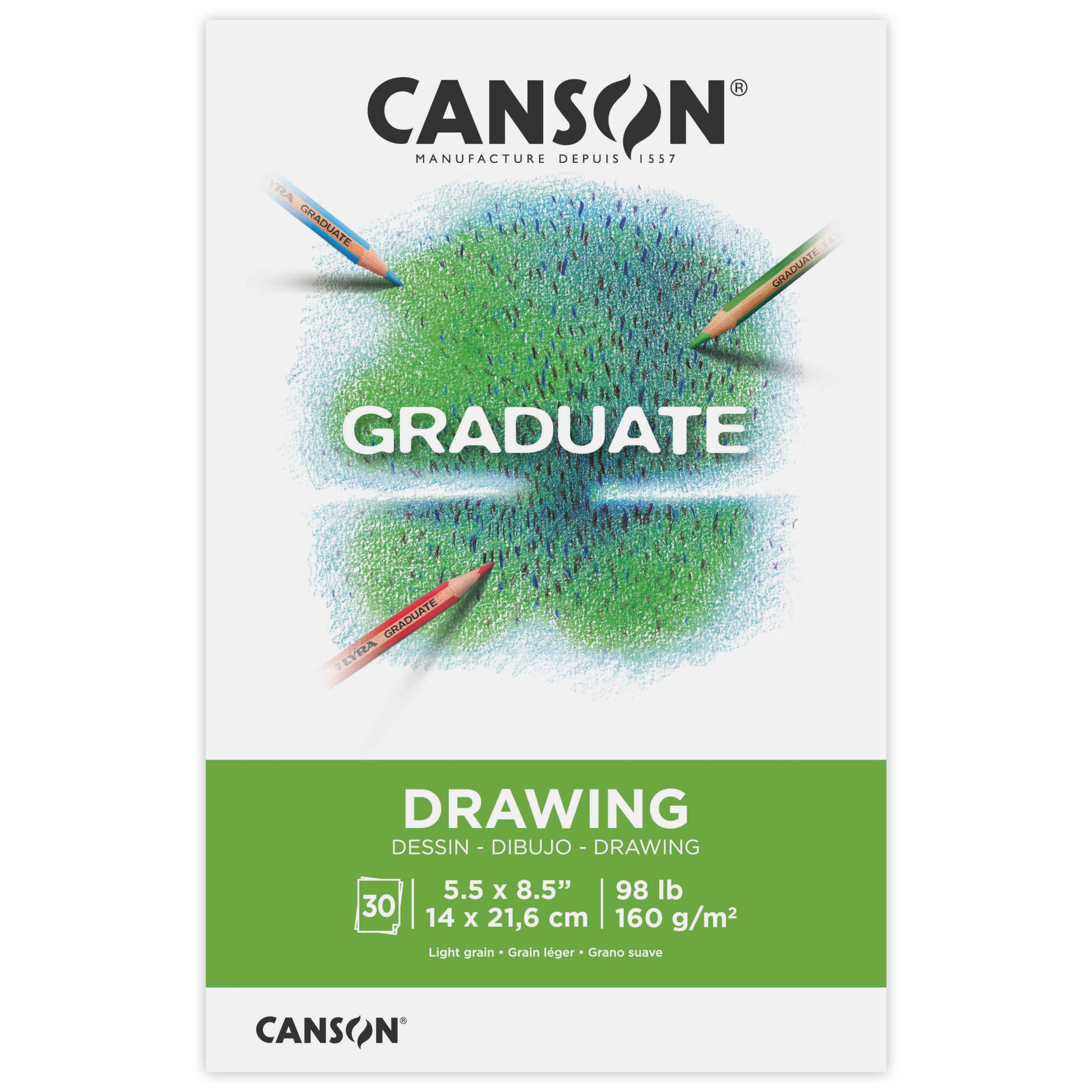 Canson Graduate Drawing Paper Pad, Foldover Binding, (98lb/160g), 30 ...