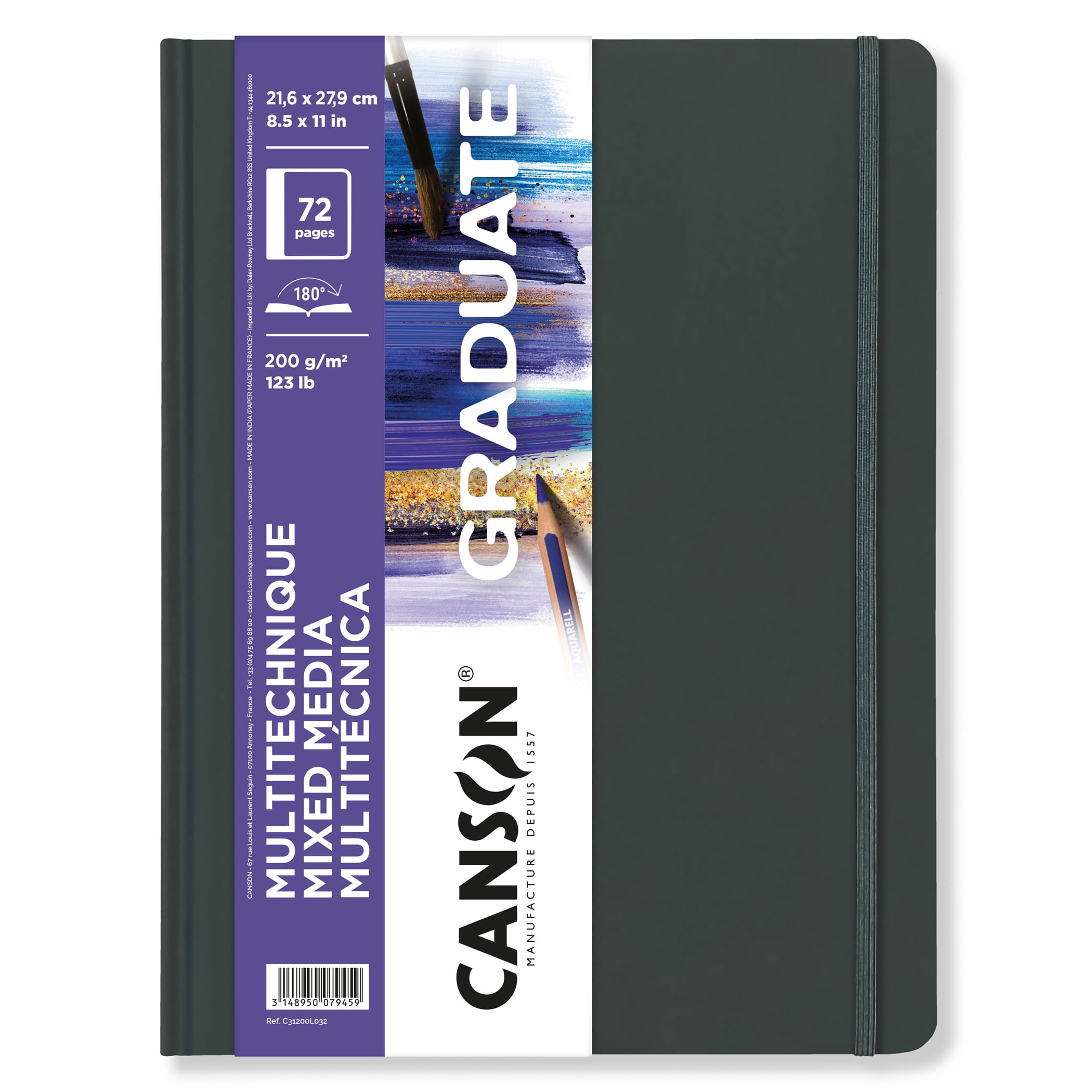 Canson Graduate Mixed Media Art Book, Hard Cover Binding, 36 Sheet, 8 ...
