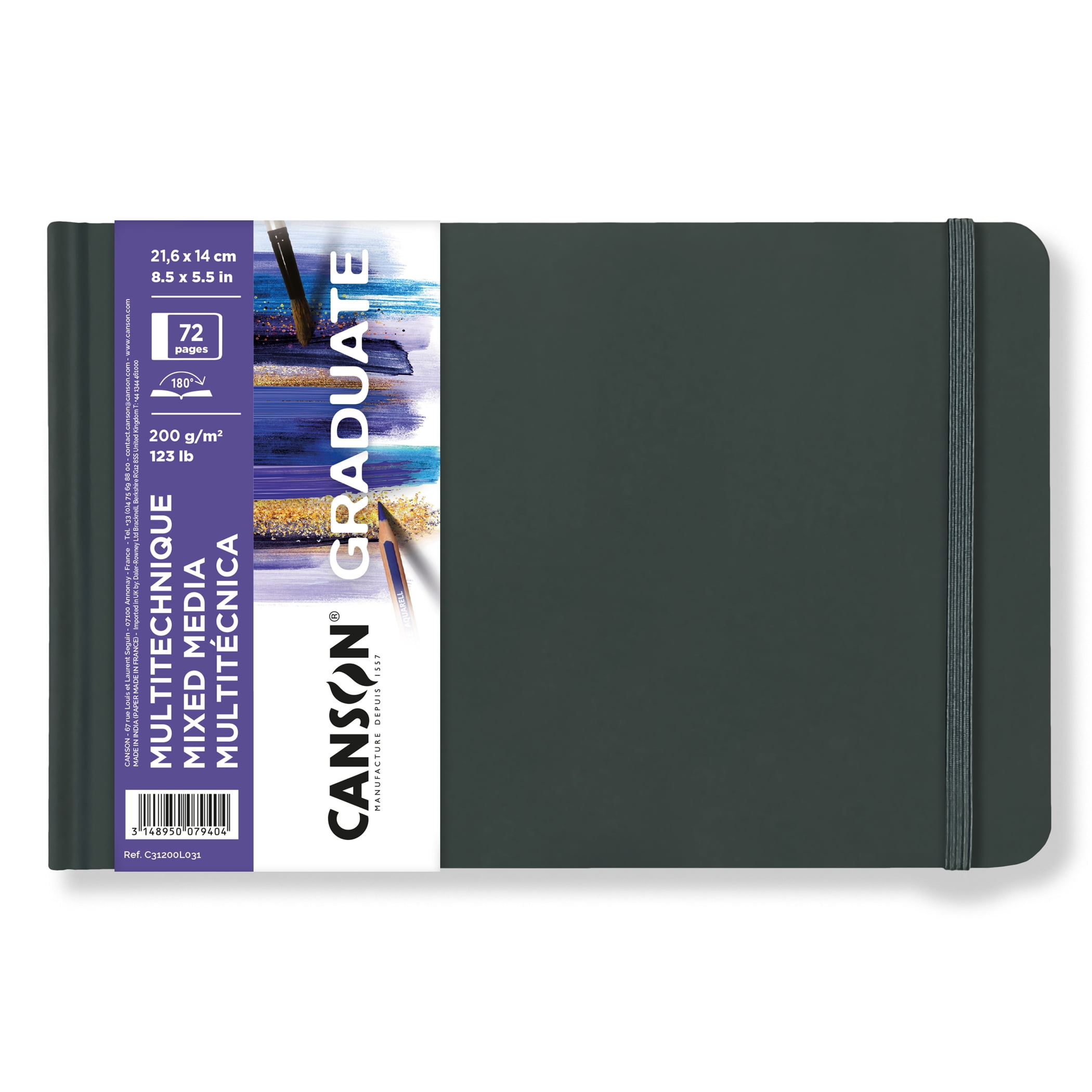 Canson Graduate Mixed Media Art Book, Hard Cover Binding, 36 Sheet, 8 ...