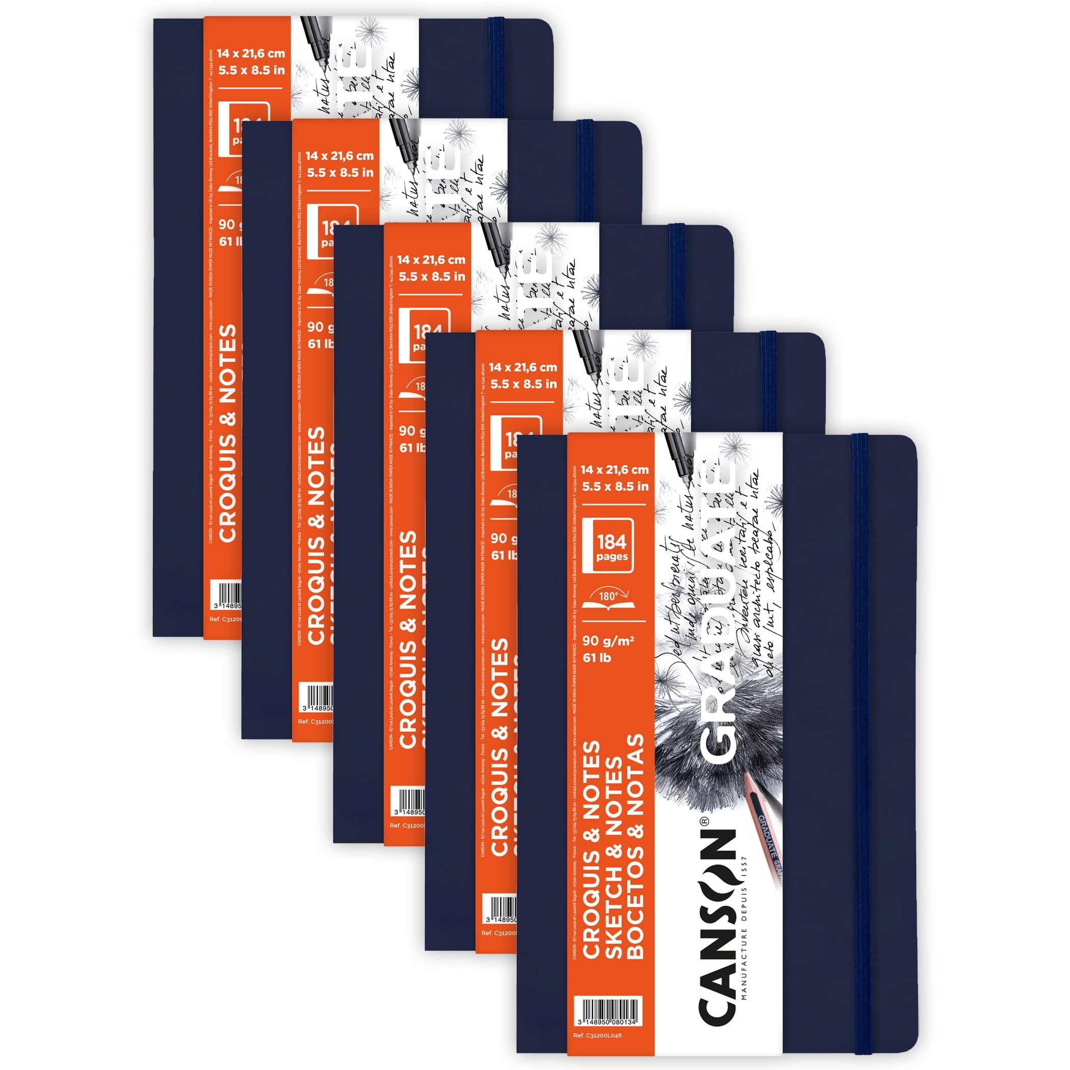 Canson Graduate Sketch & Notes Art Book, Dark Blue, Soft Cover Binding ...