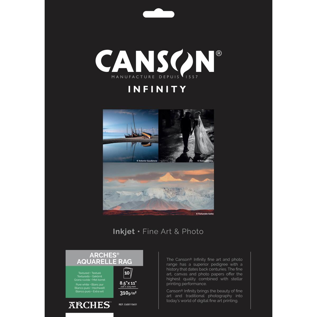 Canson Infinity ARCHES Aquarelle Rag Textured Pure White Matte Inkjet ...