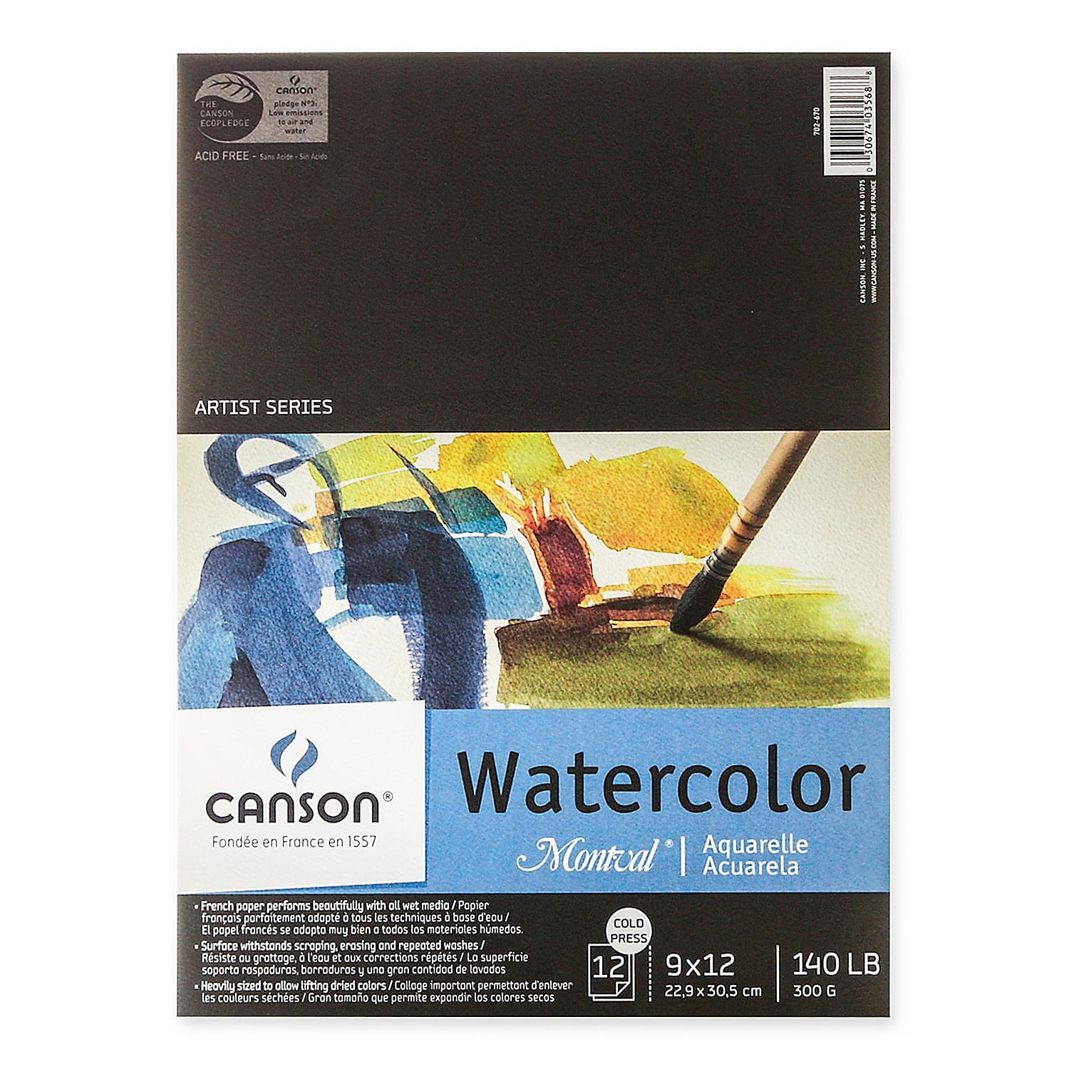 Canson Montval Watercolor Paper 9 In. x 12 In. Pad Of 12 140 Lb. Cold ...